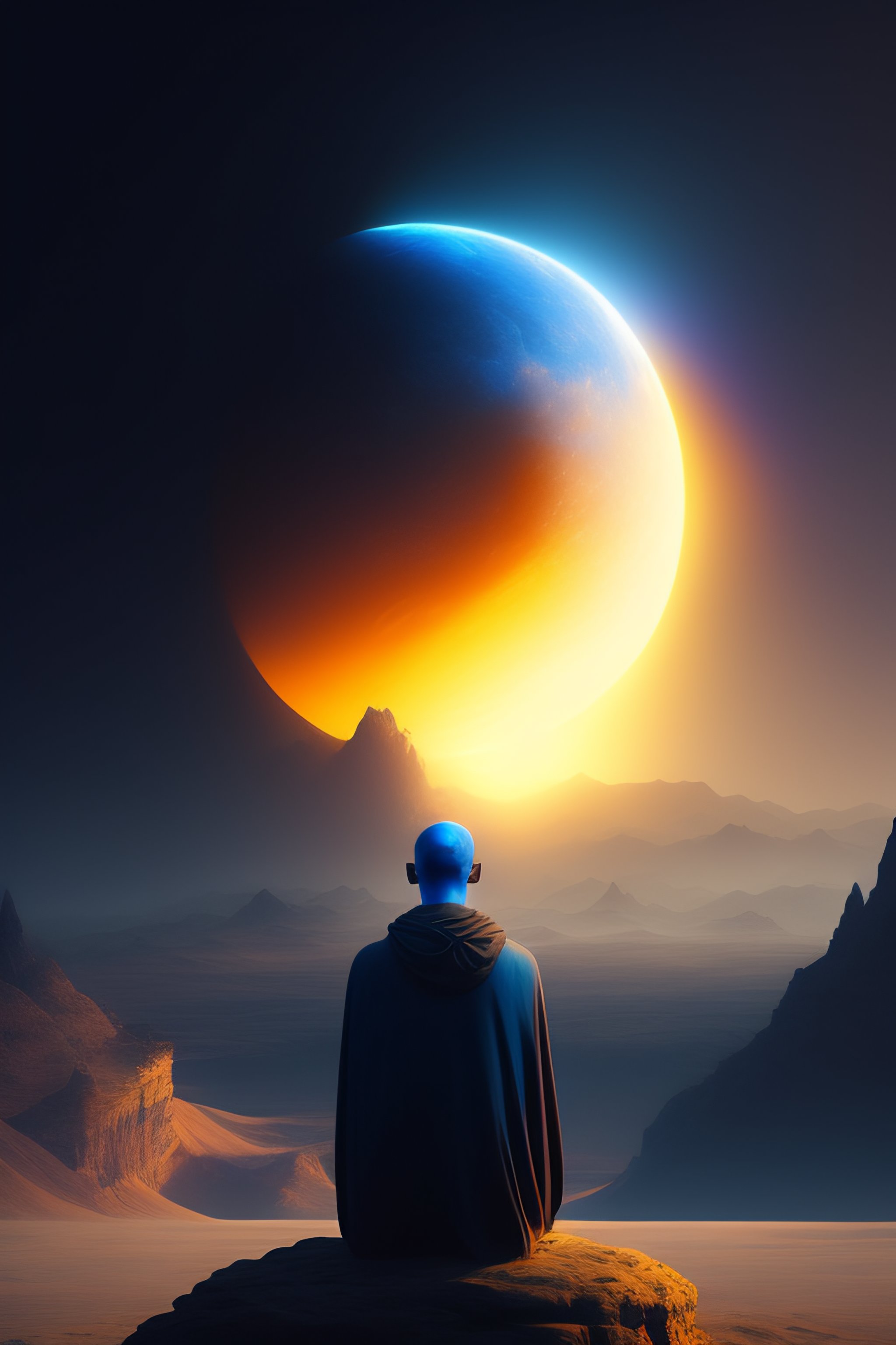 Lexica - A glowing sun monk god meditating in a empty void, fantasy ...