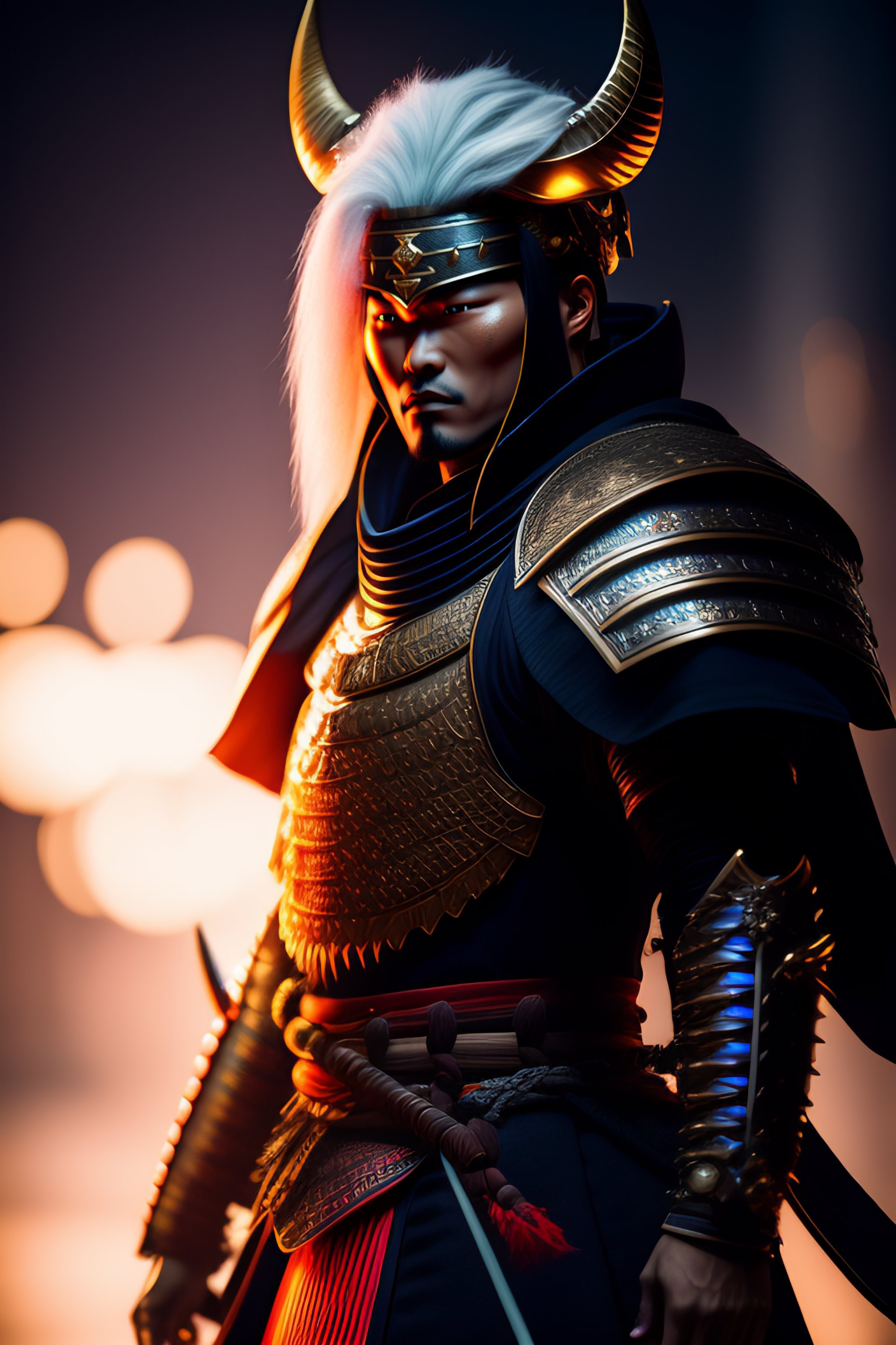 Lexica - Full body shot of a samurai wearing authentic historical armor ...