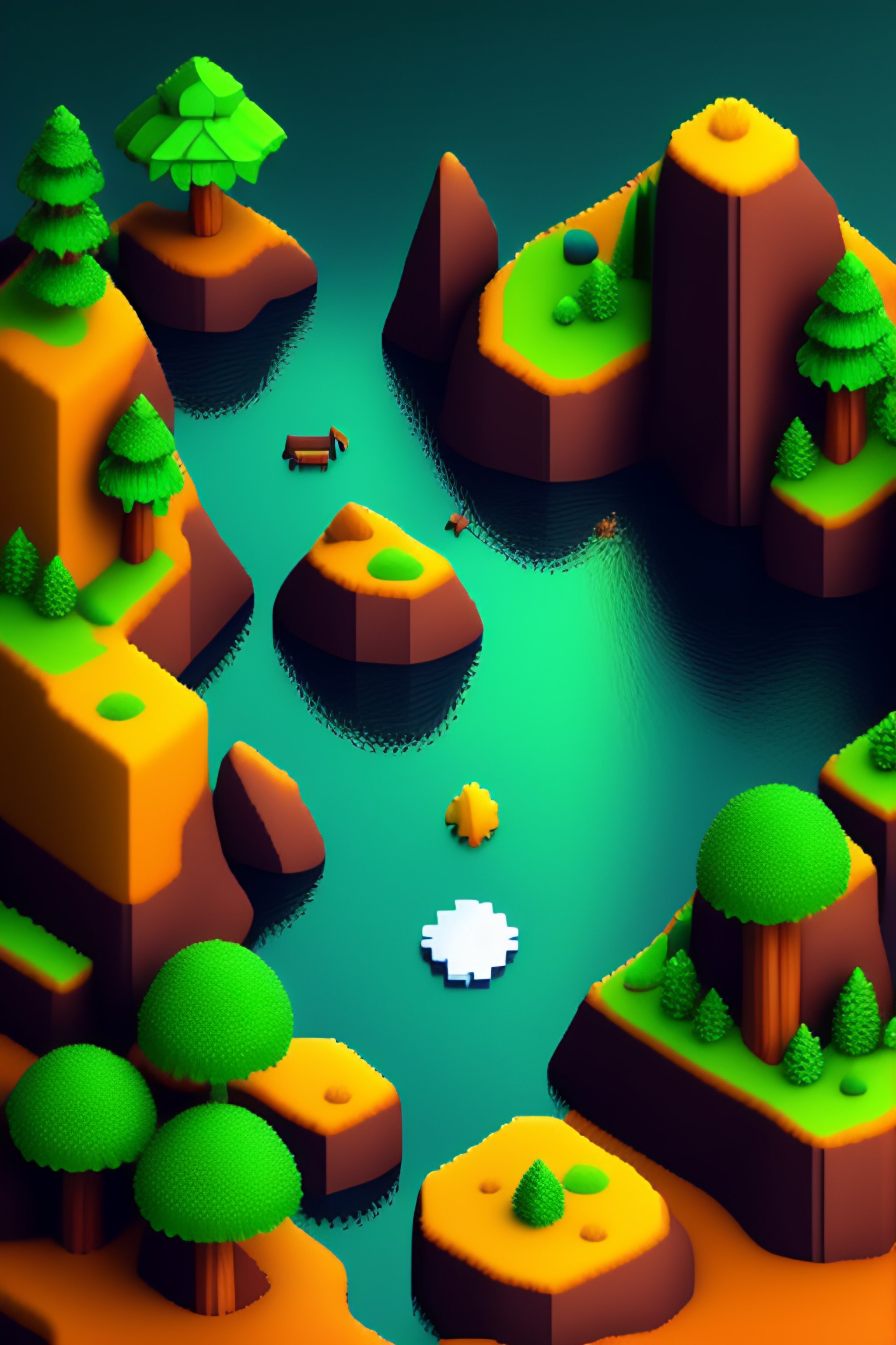 Lexica - Detailed isometric forest with river, heavy pixel art, c4d ...