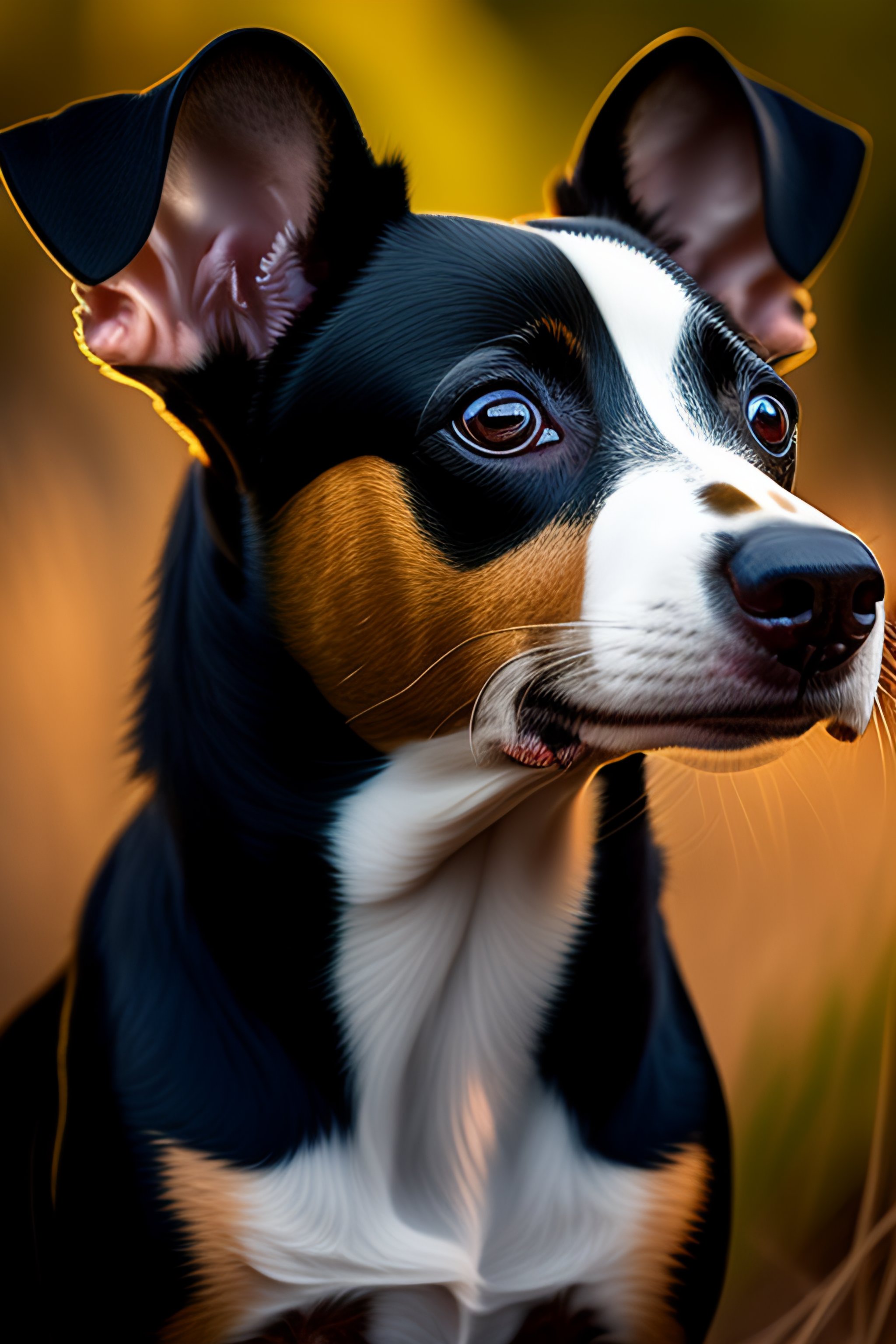 Lexica - Black faced rat terrier with one small brown dot above each ...