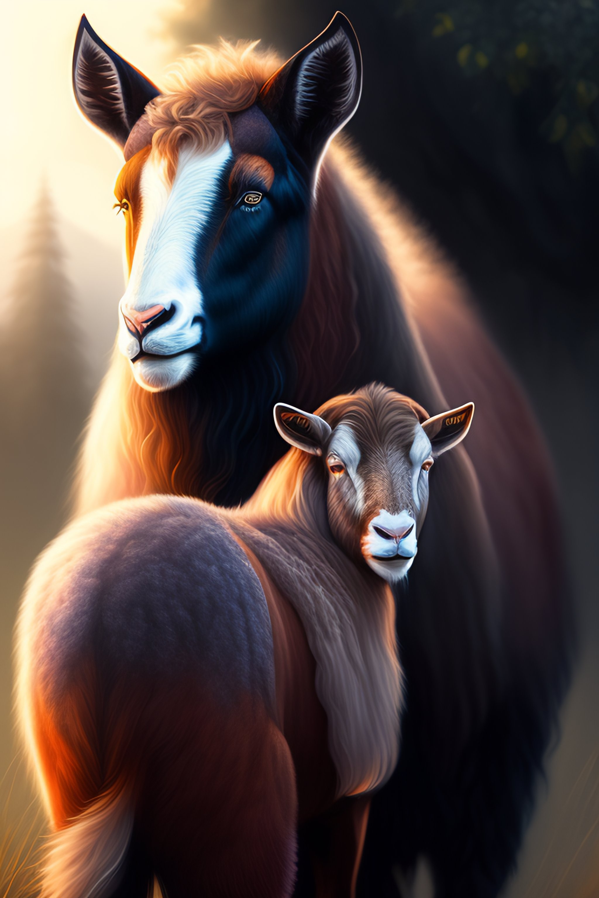 Lexica - Lionel Messi standing beside a majestic goat, D&D, fantasy ...