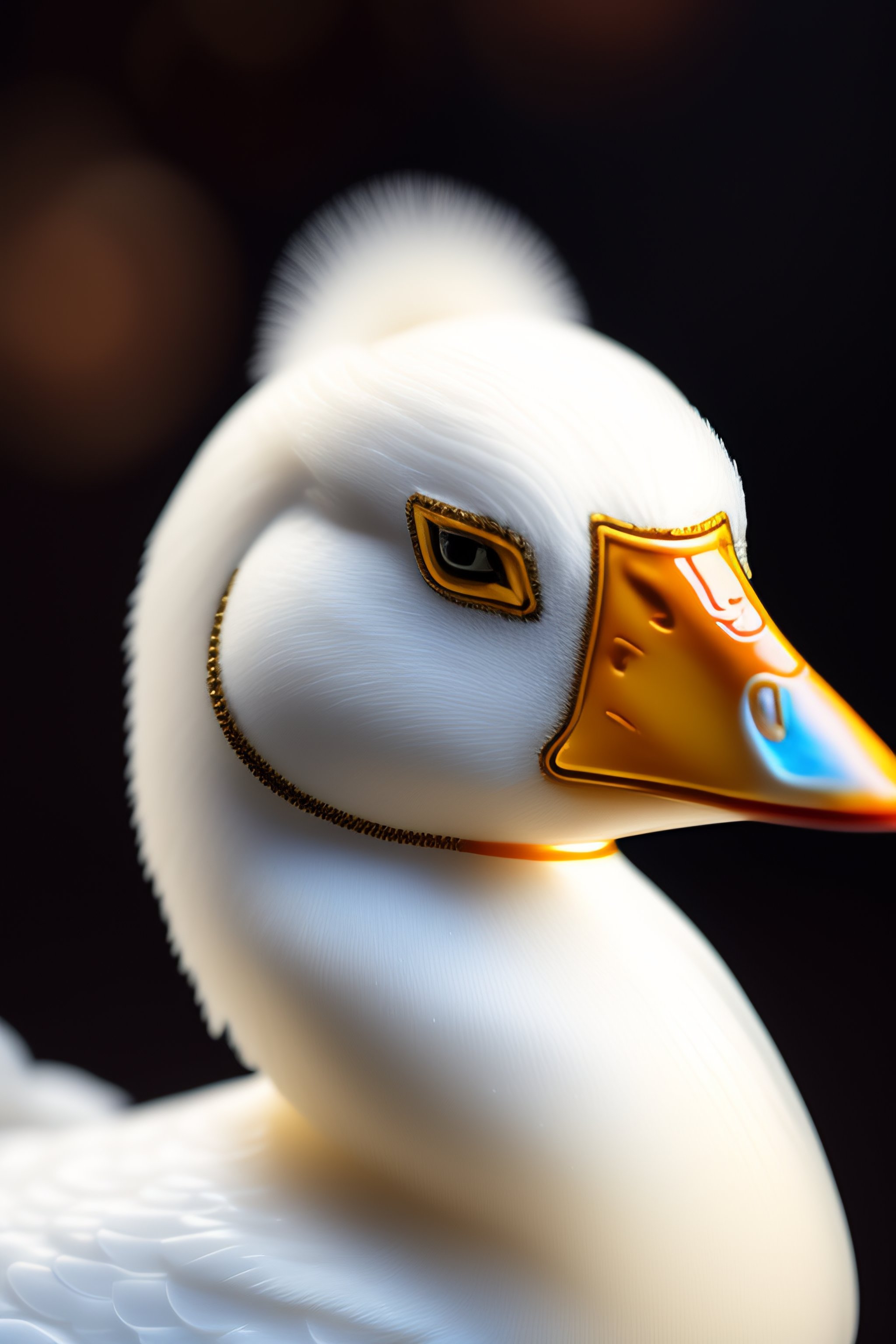 Lexica - Wax painting of a white duck , crown , porcelain