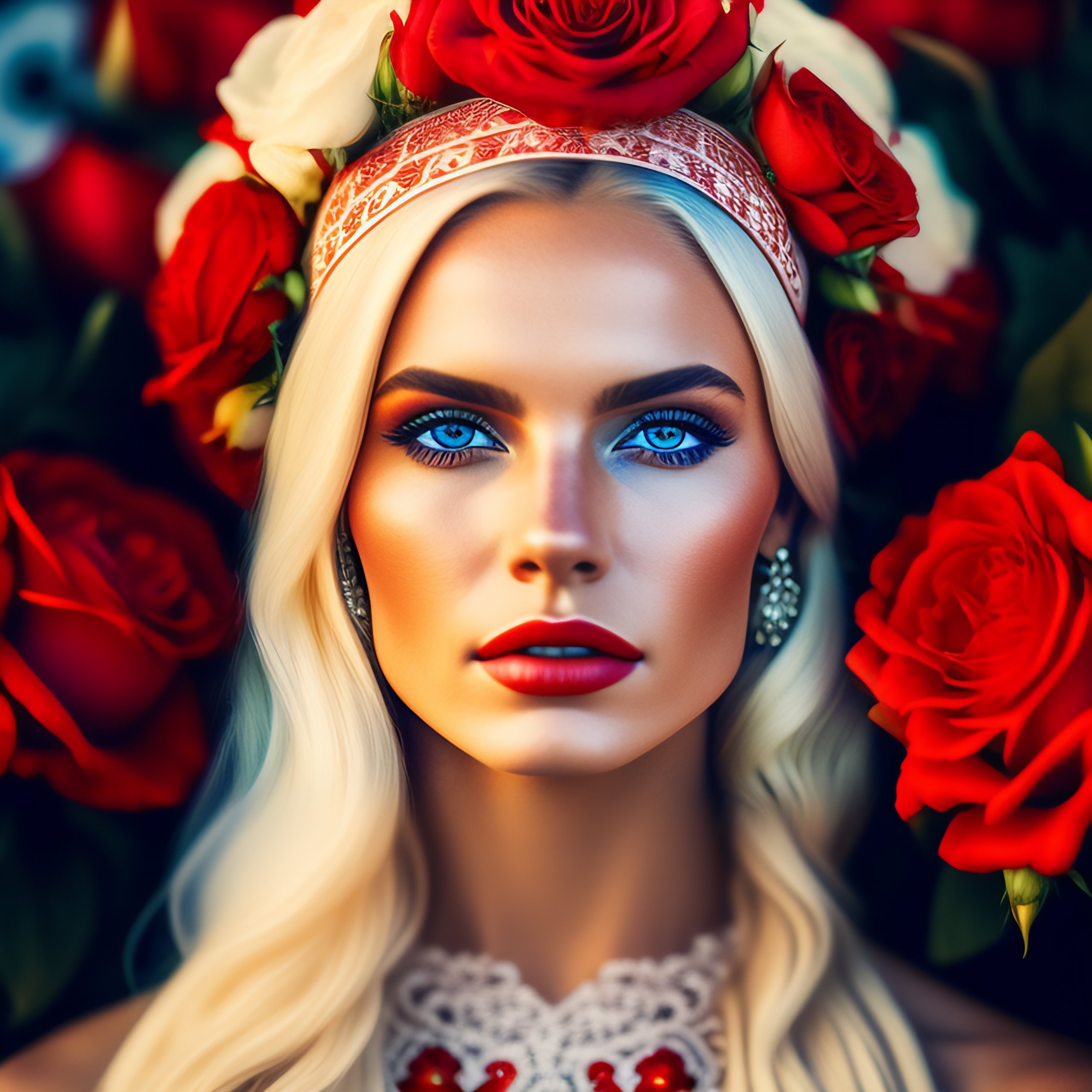 Lexica - Blonde, blue eyed female balkan woman in a white transparent ...