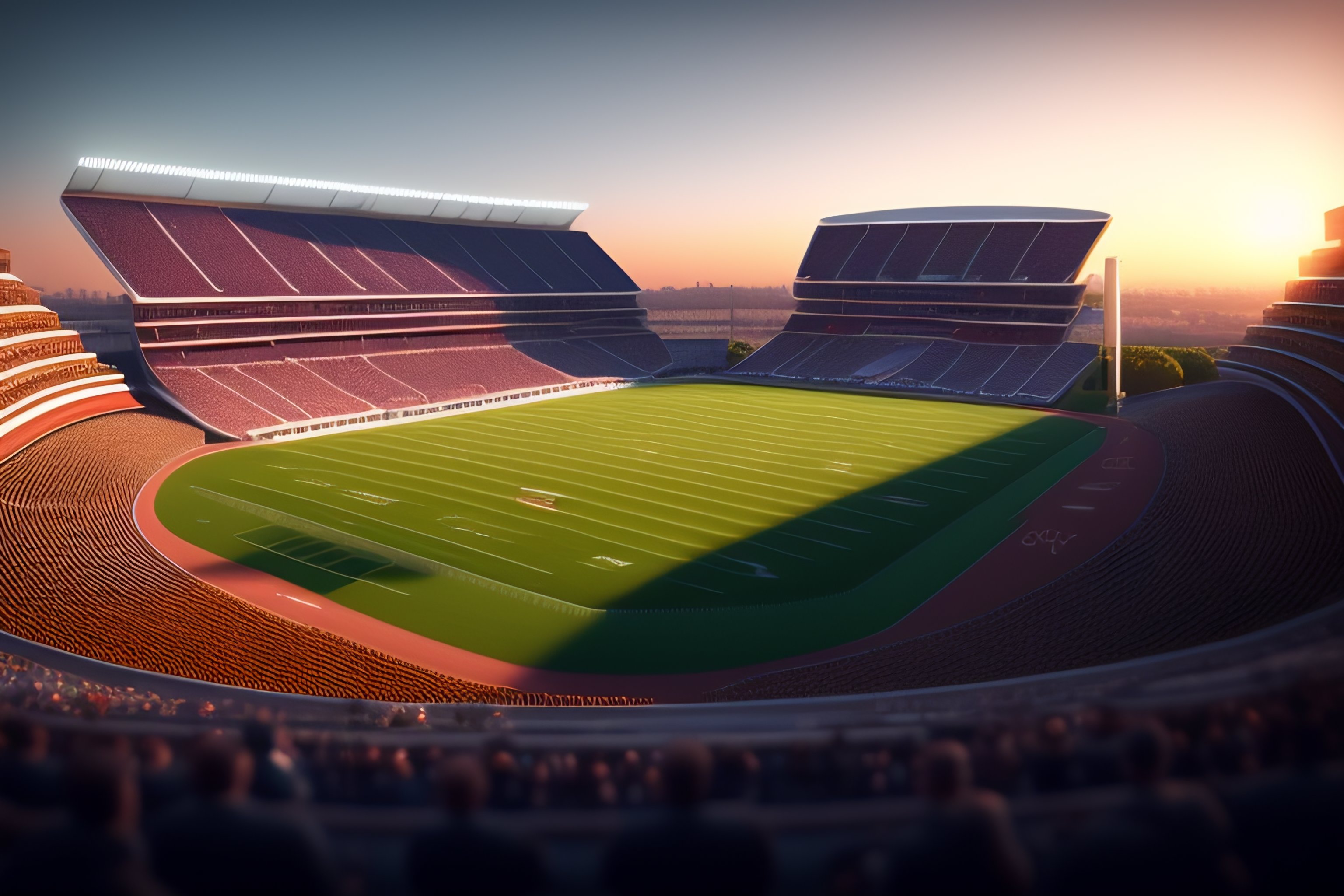 Lexica - Football stadium realistic, camera pov down to top, people on ...