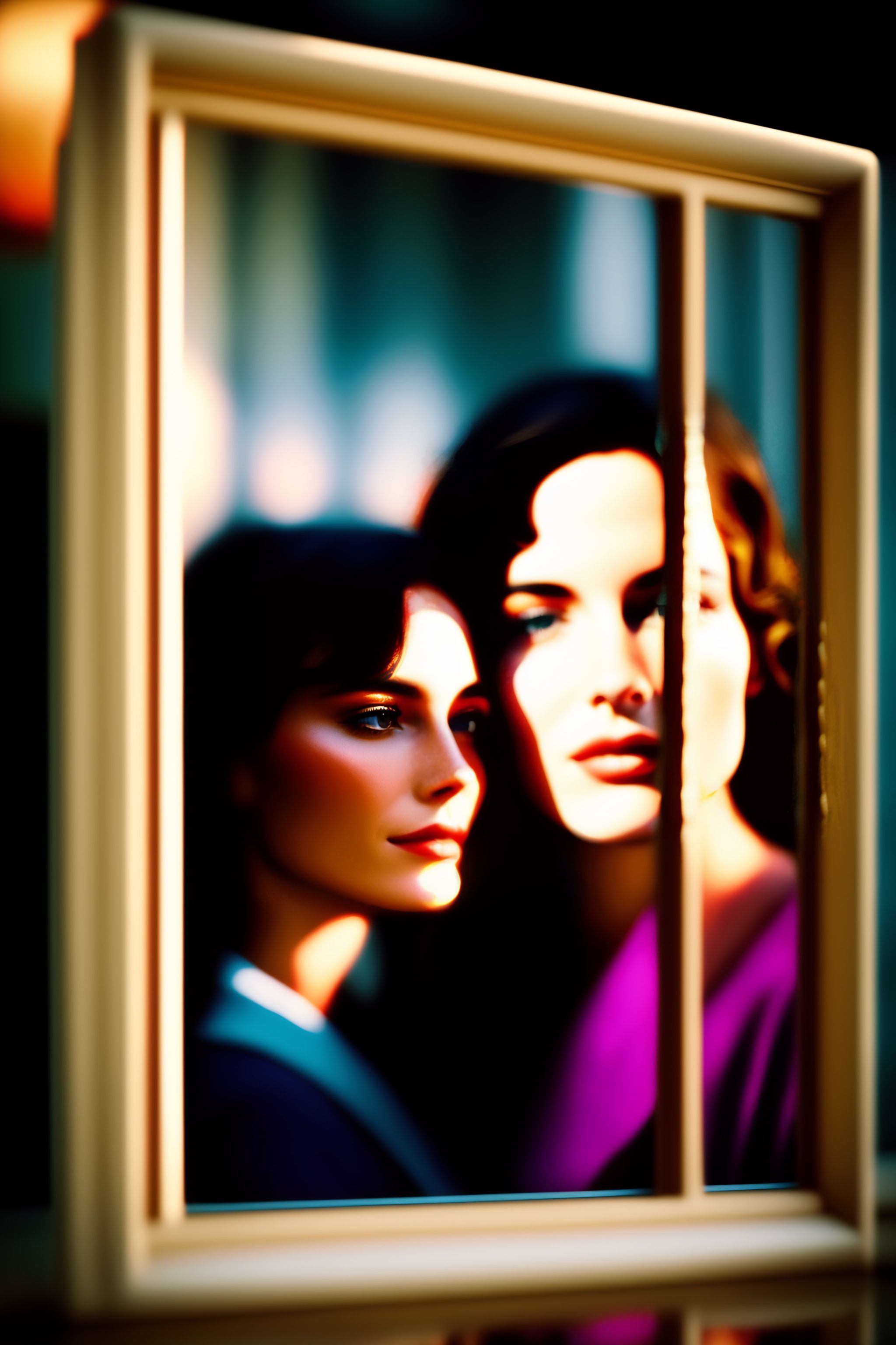 Lexica - Two woman and a reflection. Super 35mm camera movie frame shot ...