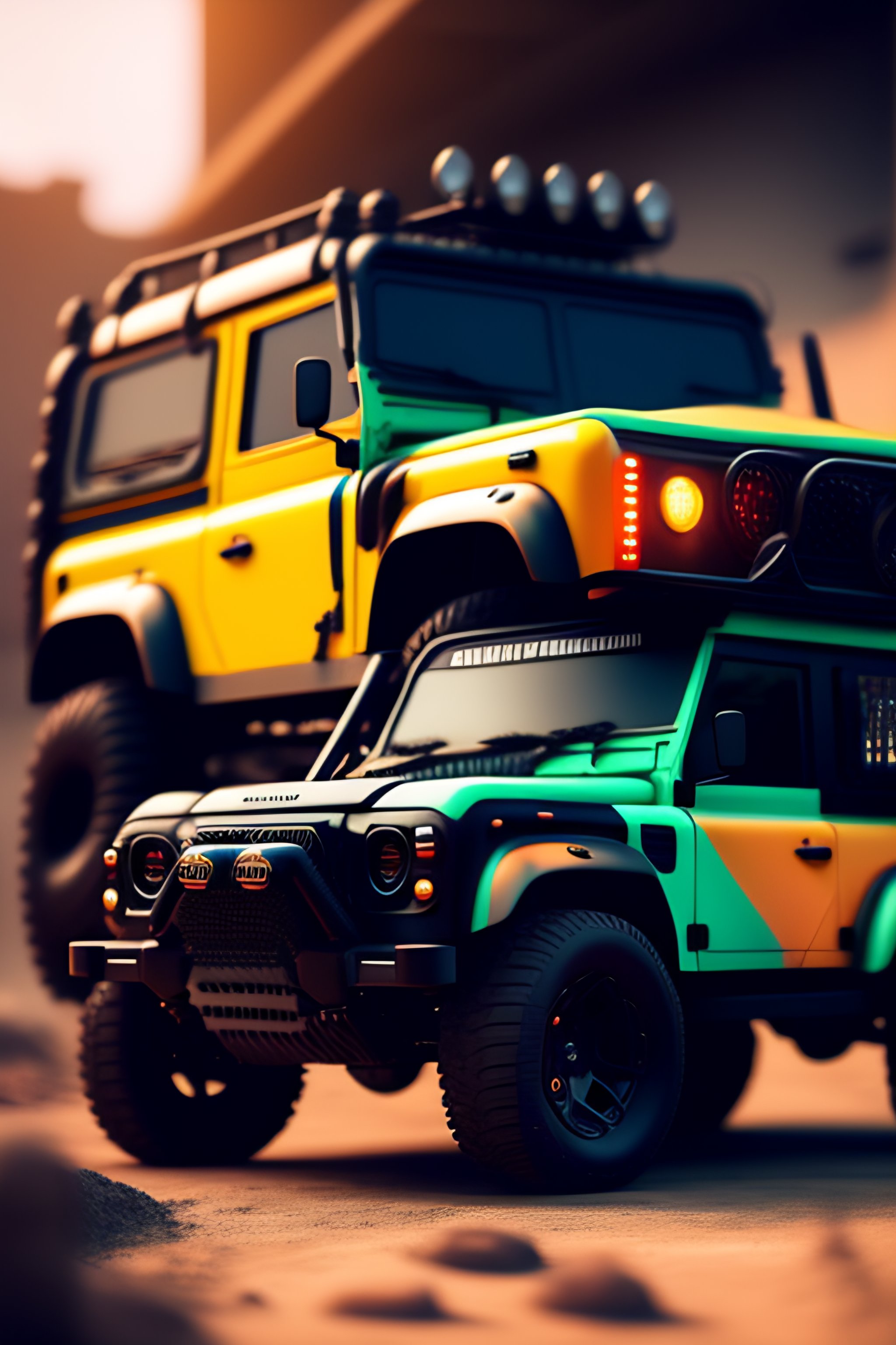 Lexica - Cyberpunk car land rover defender on the background of drak ...