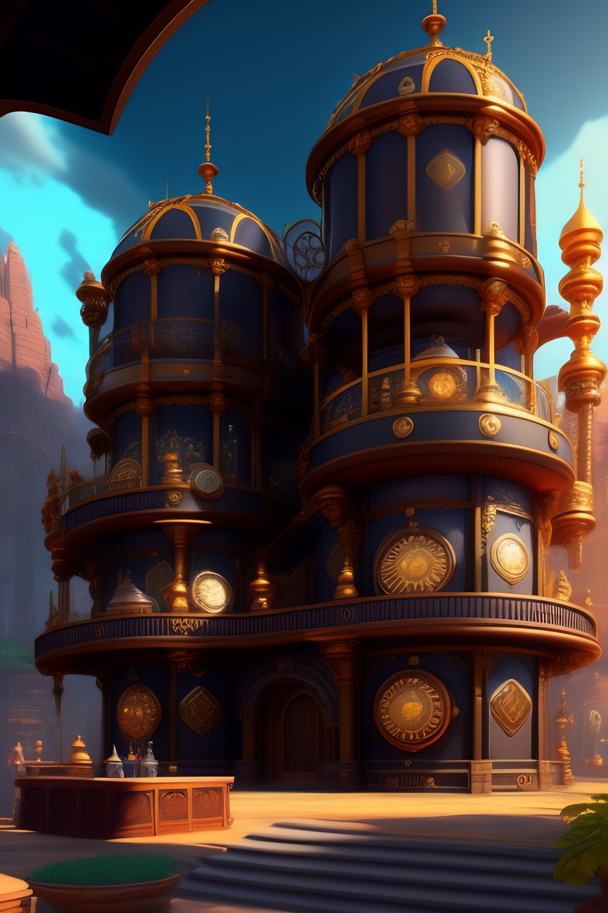 Lexica - A digital illustration of a steampunk library with clockwork ...