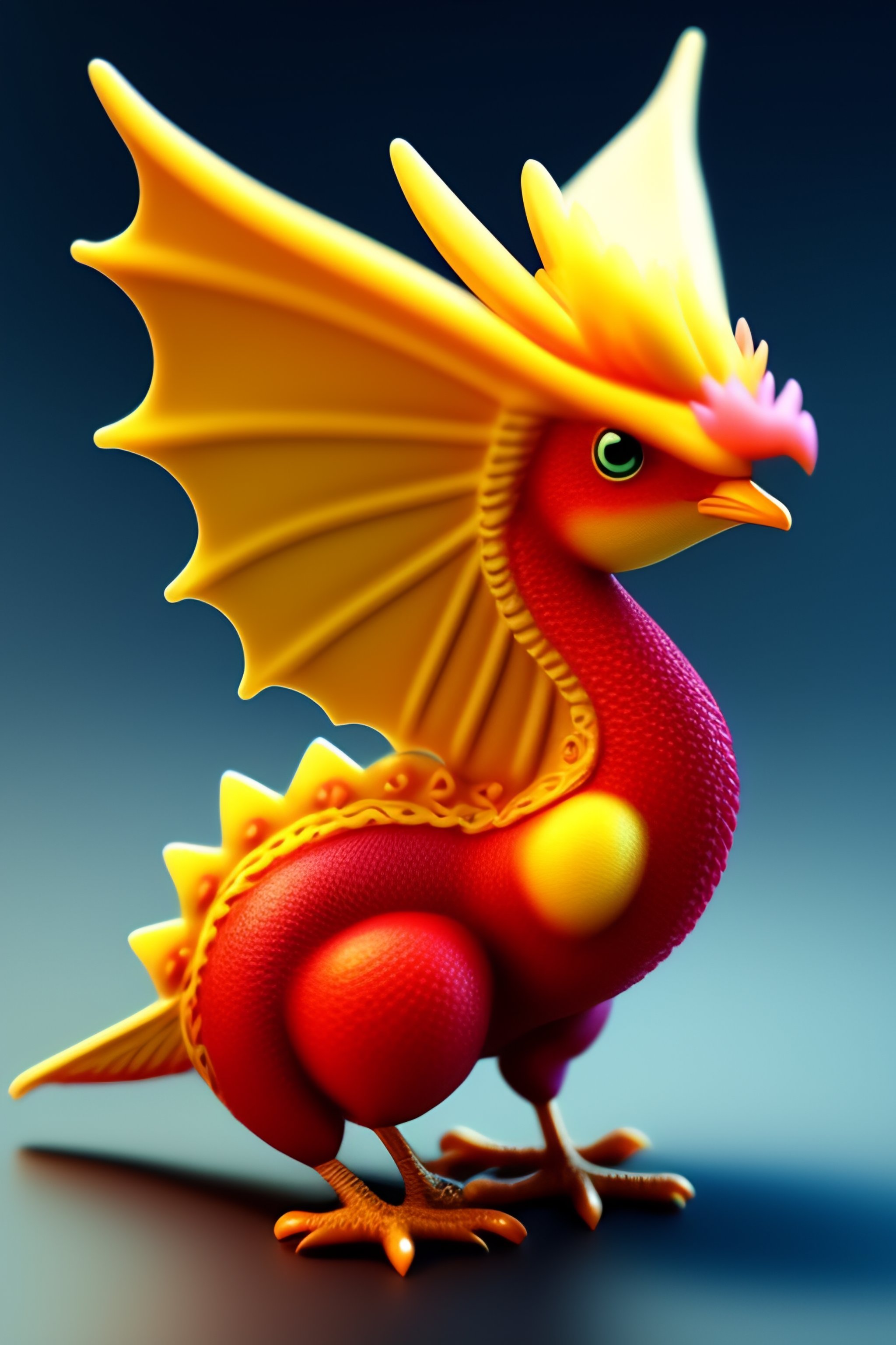 Lexica - Cute single chicken dragon, with wings, no more than two legs