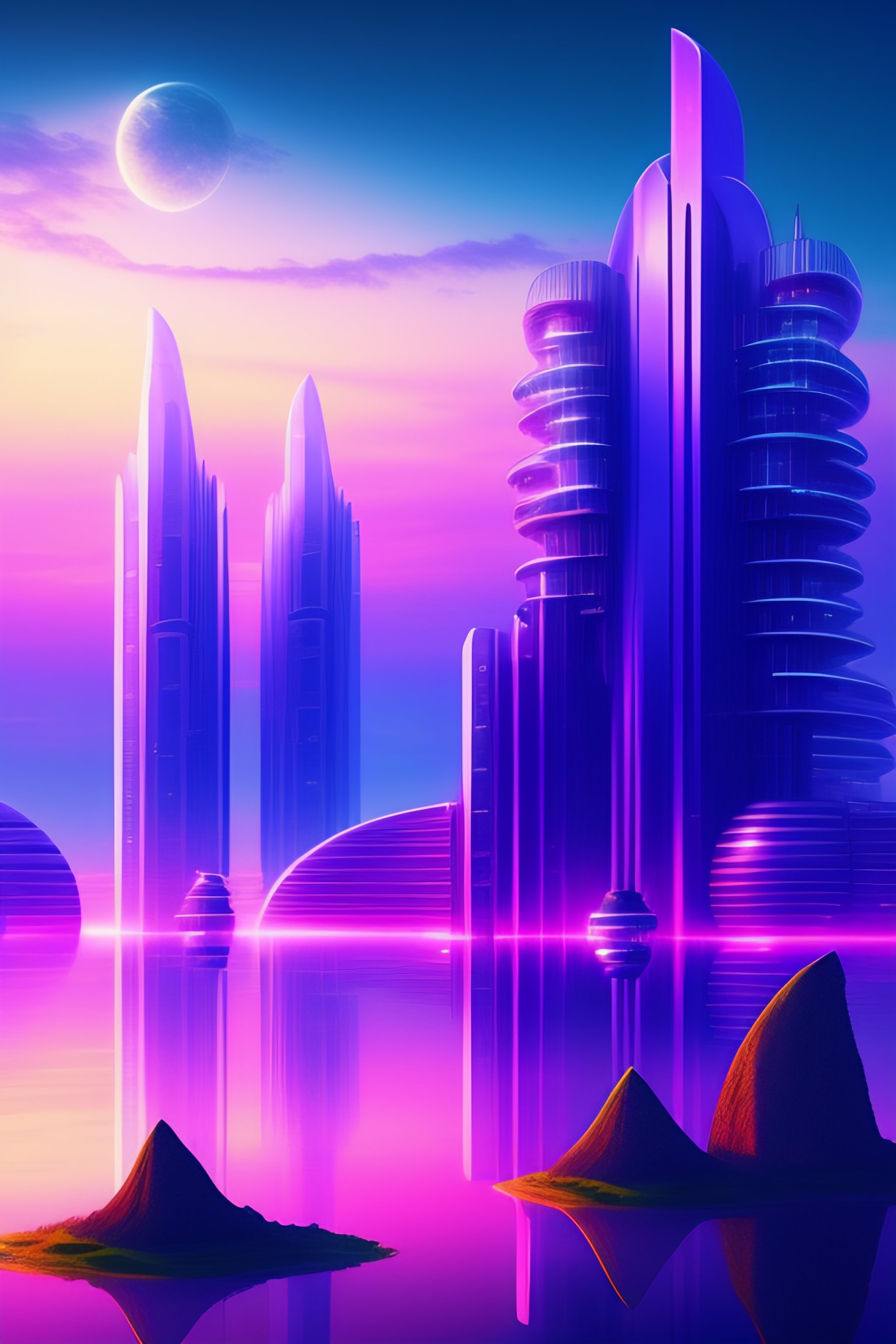 Lexica - Mystical ethereal tropical atlantis city futuristic buildings ...