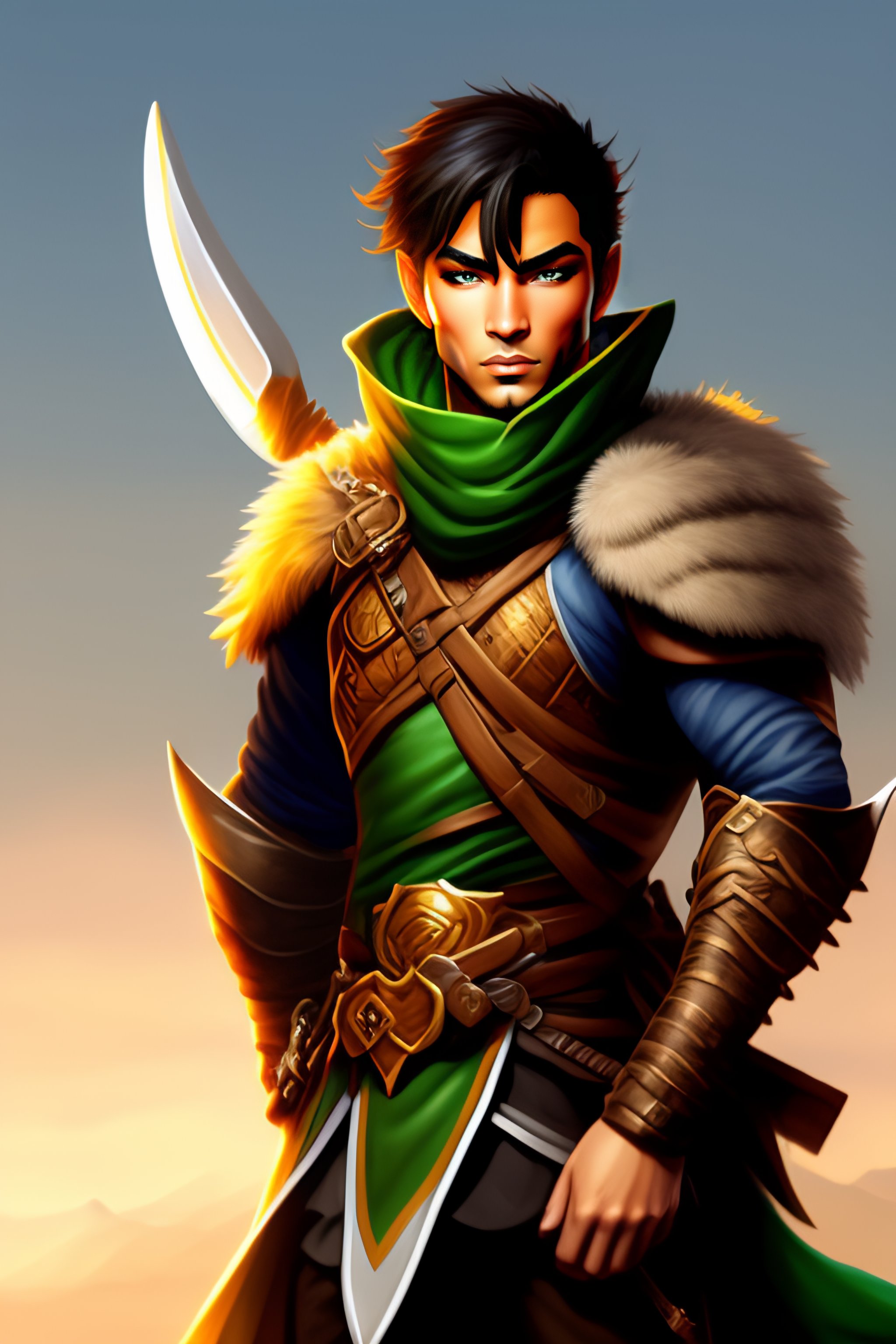 Lexica - Cartoon rough sketch of D&D Male Ranger