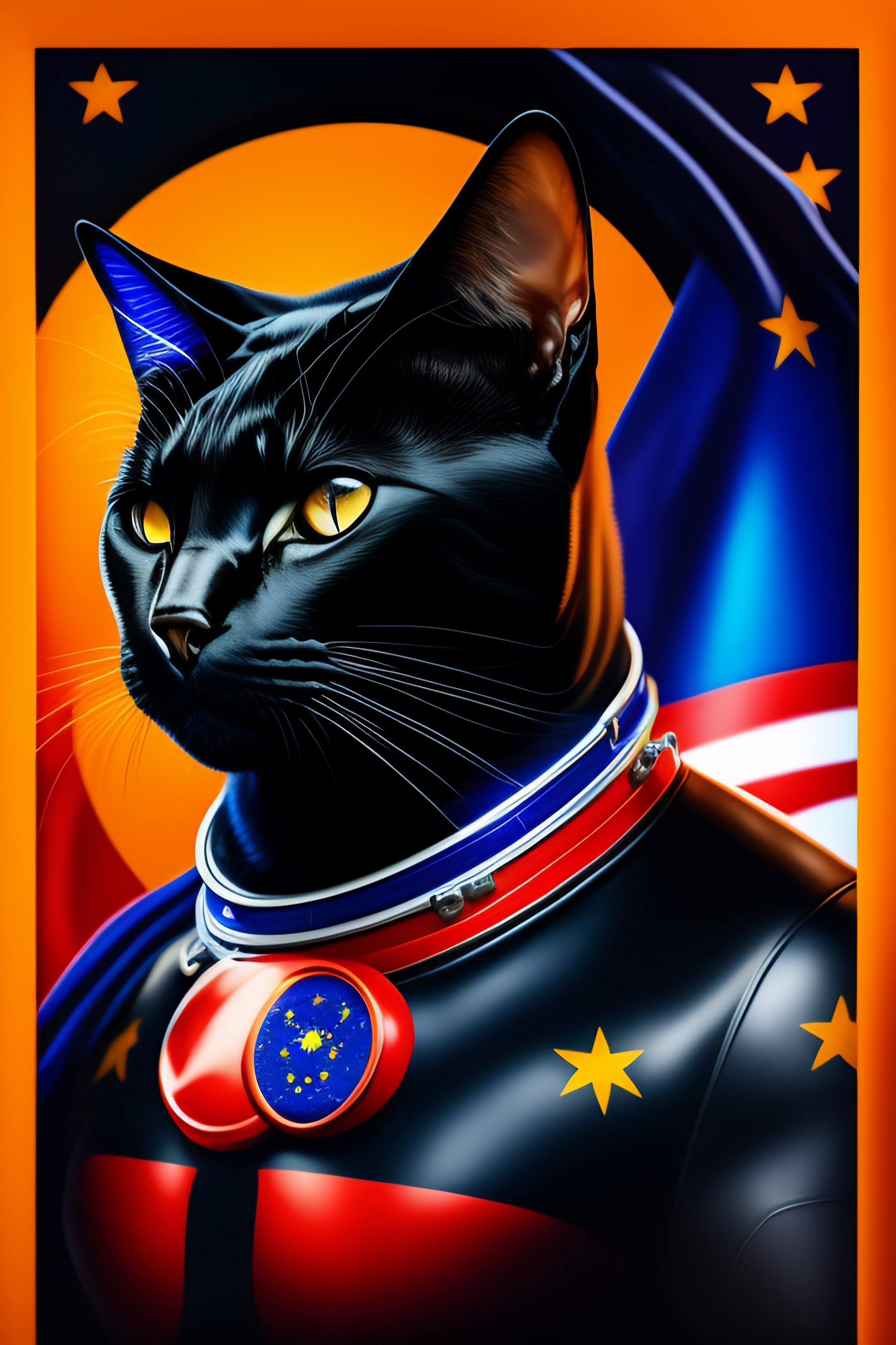 Lexica - Portrait of a black cat astronaut with European Union flag in ...