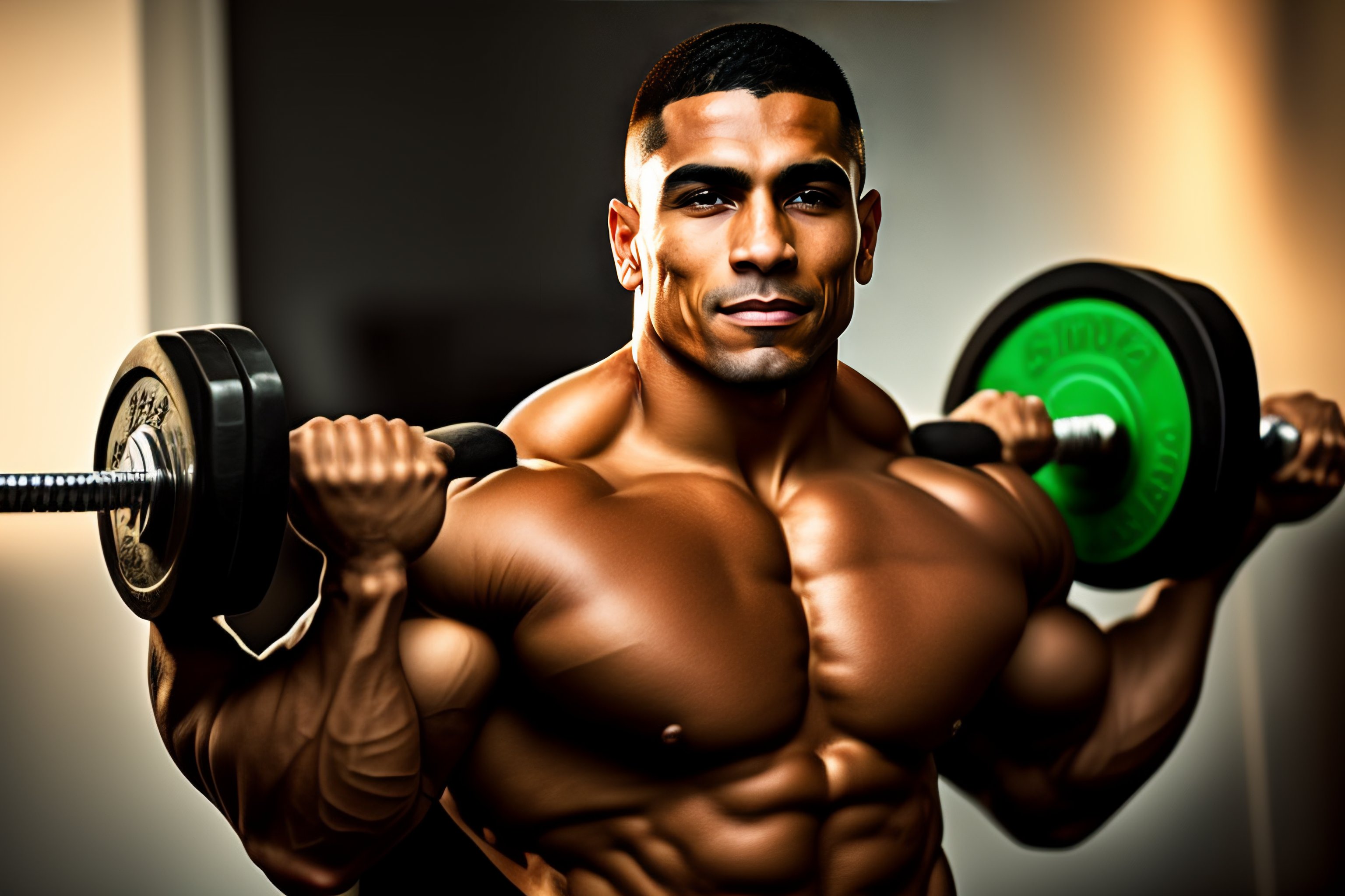 Lexica - Portrait of a Latino bodybuilder with a buzz cut lifting weights