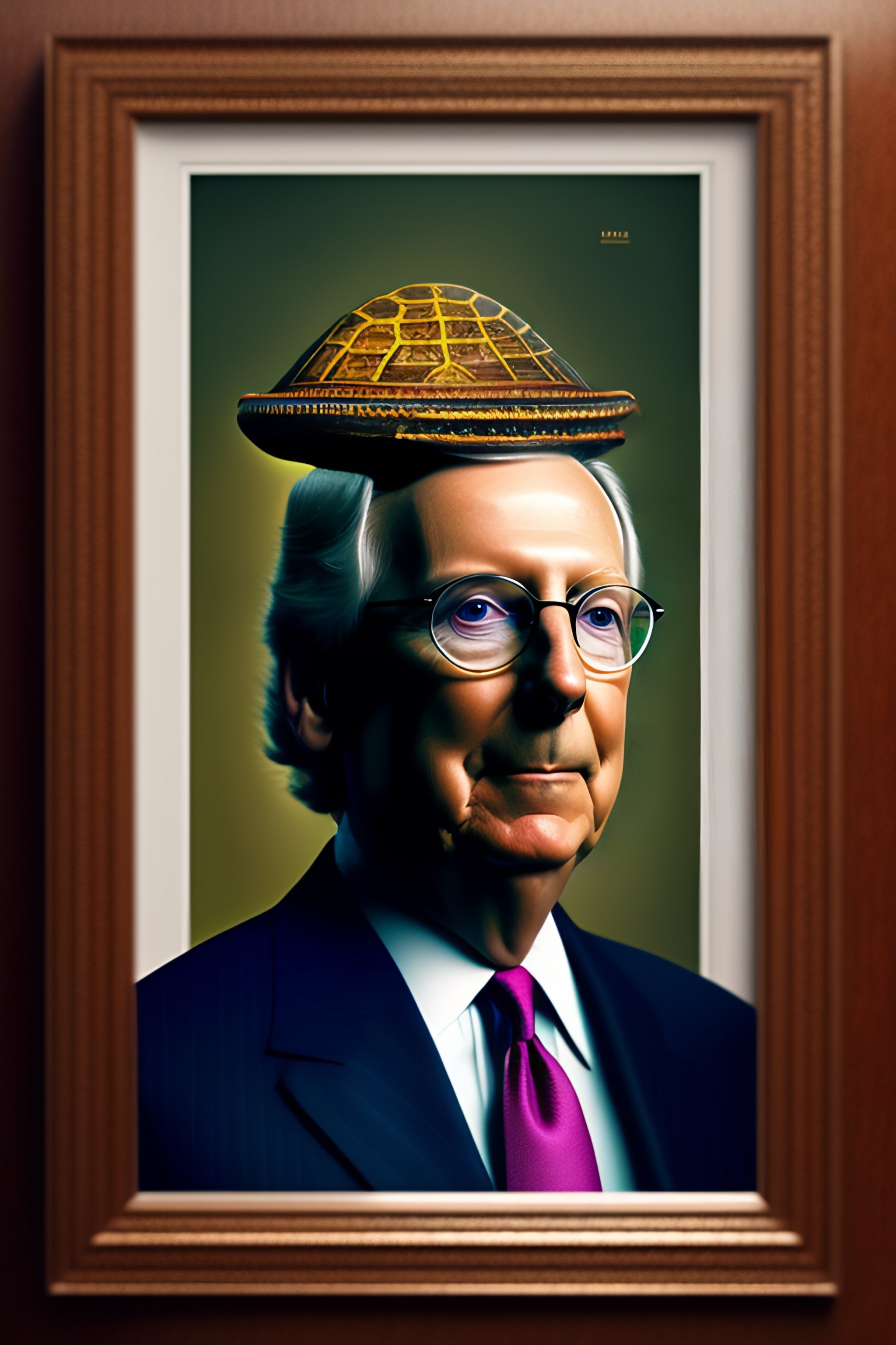 Lexica - Portrait of Mitch McConnell wearing a turtle shell