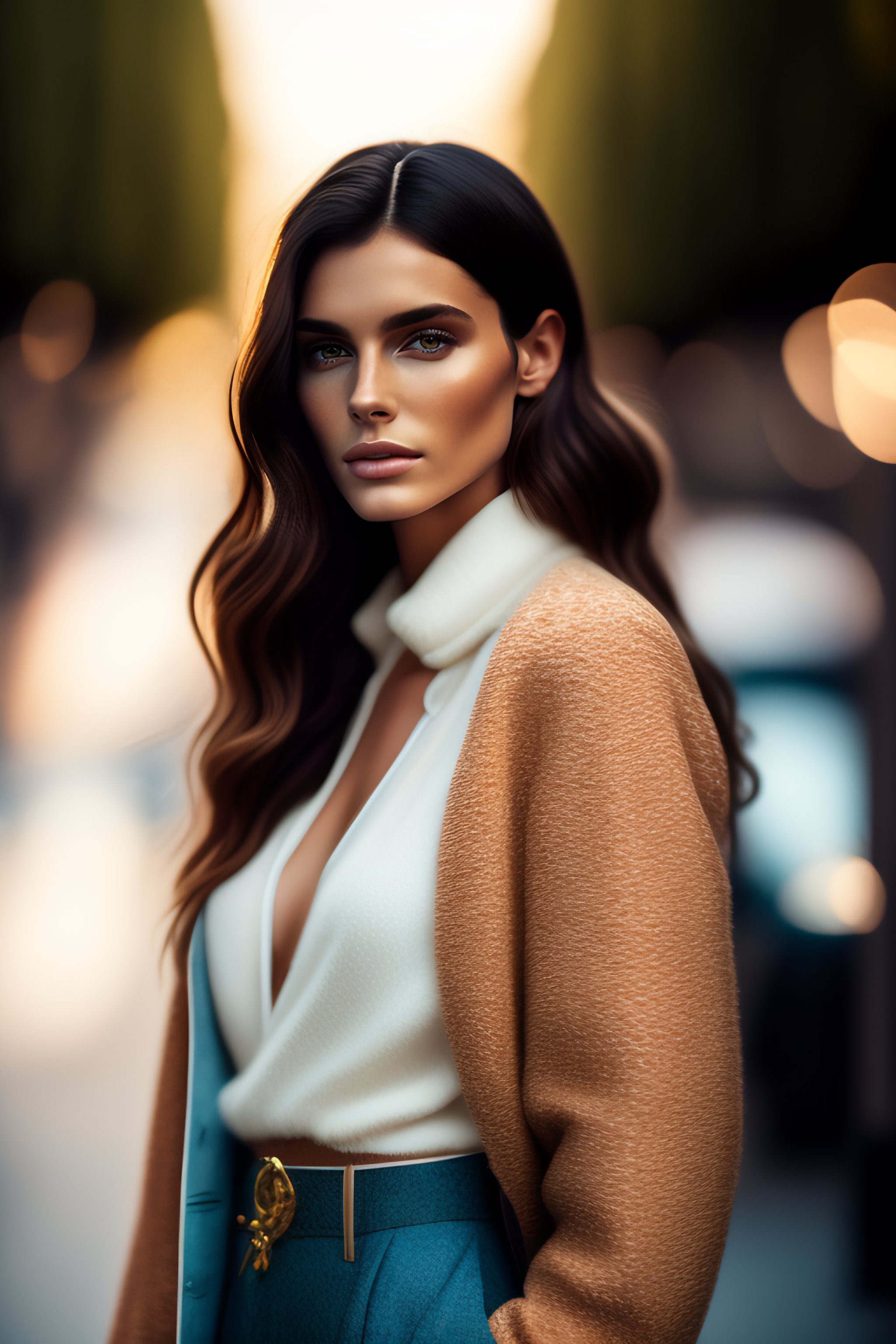 Lexica - Portrait of brunette model wearing casual spring Outfit, feel ...