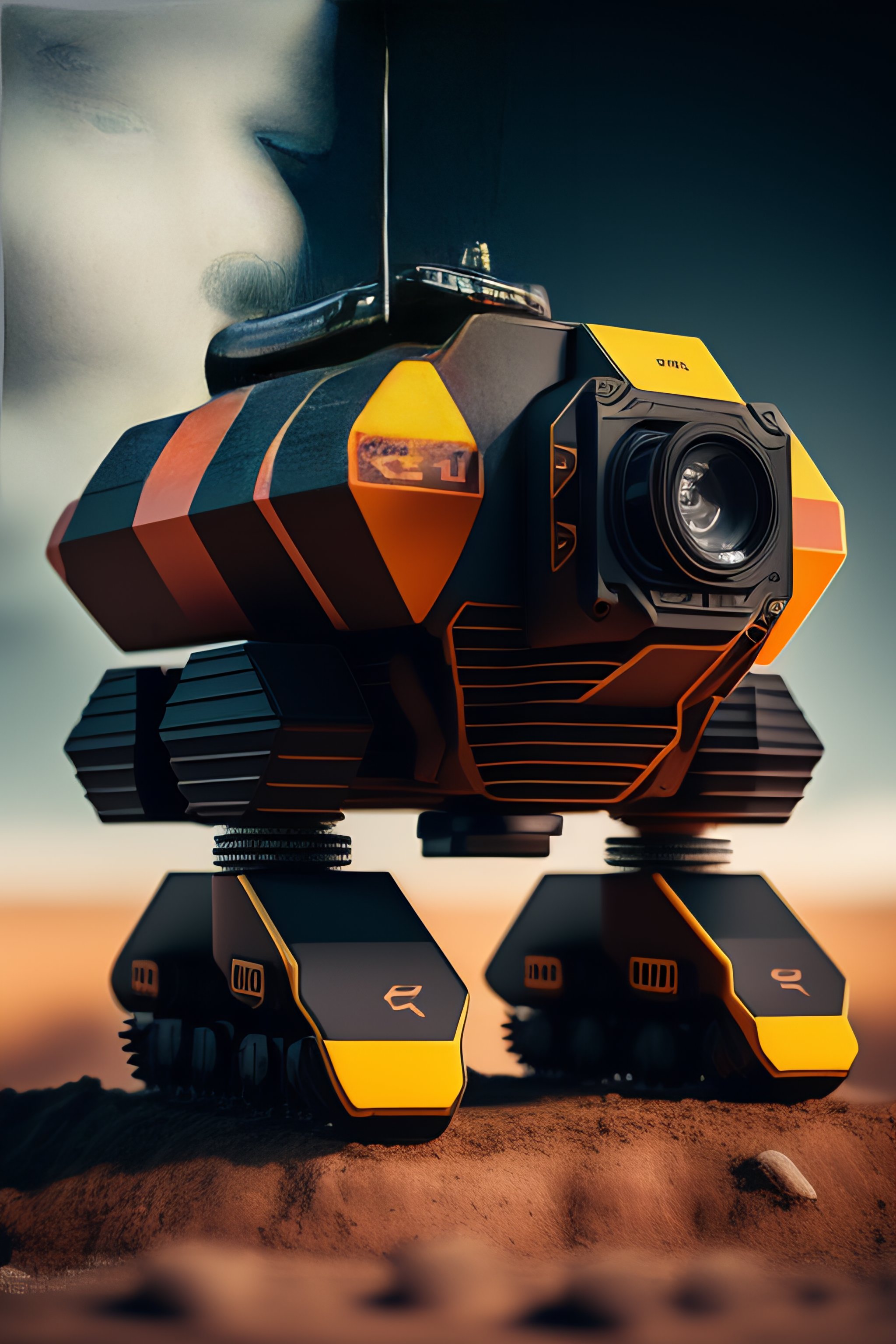 Lexica - Photograph of a war mech with hexagonal weapon. extremely ...