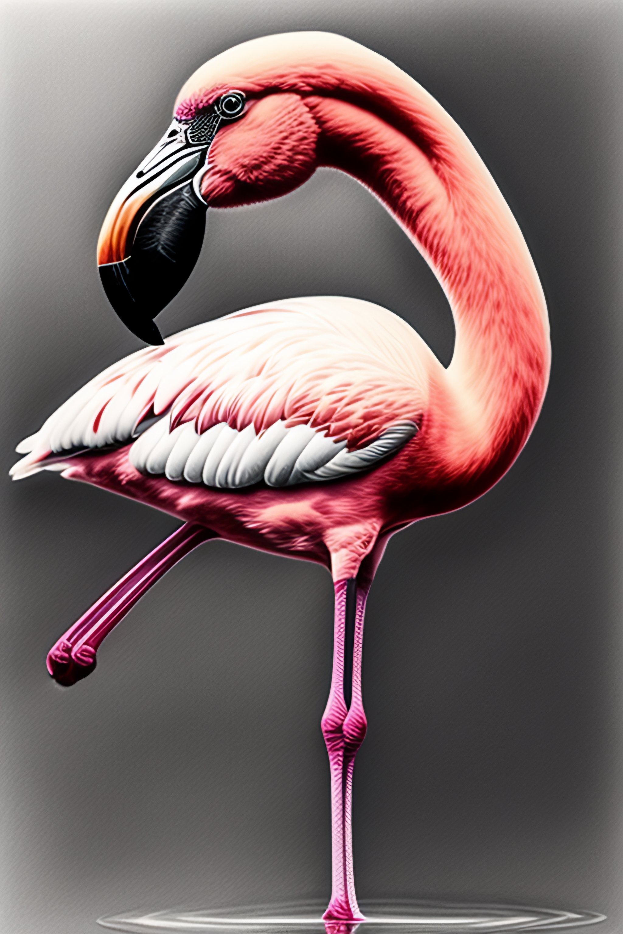 Lexica - Pencil drawing of a Flamingo flying with spread wings over ...