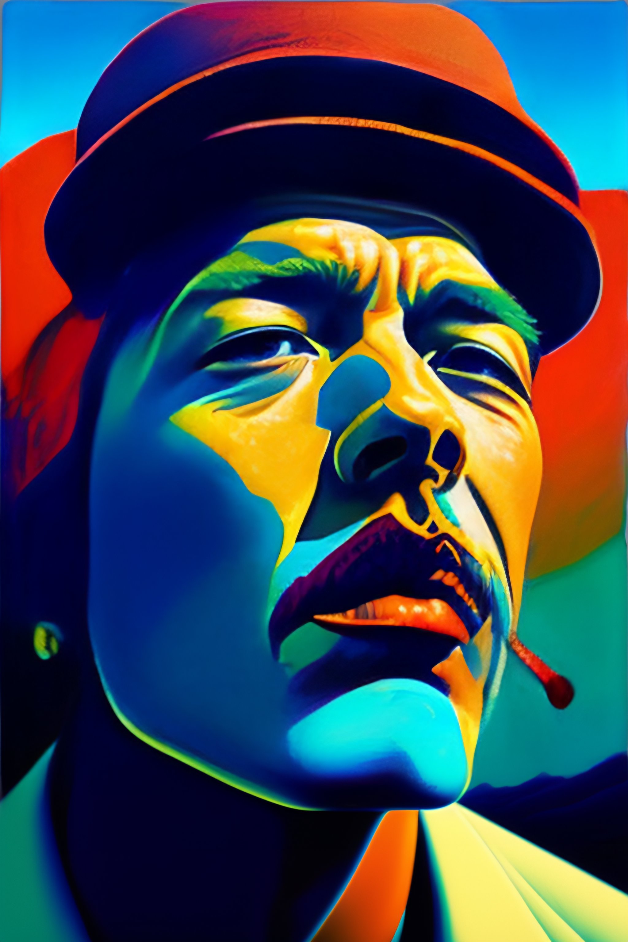 Lexica - A closeup portrait of an honest man licking a tab of LSD acid ...