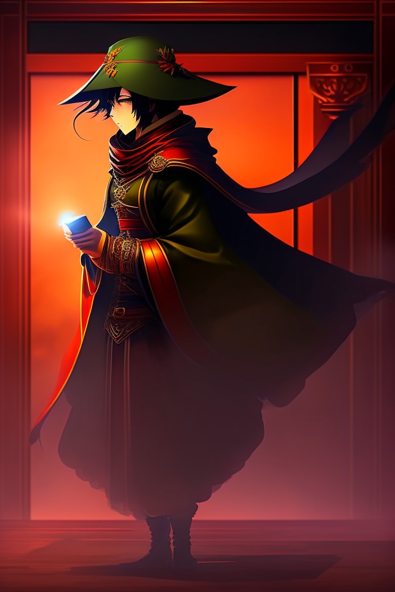 Lexica - Shadow figure on a ancient scroll, anime style