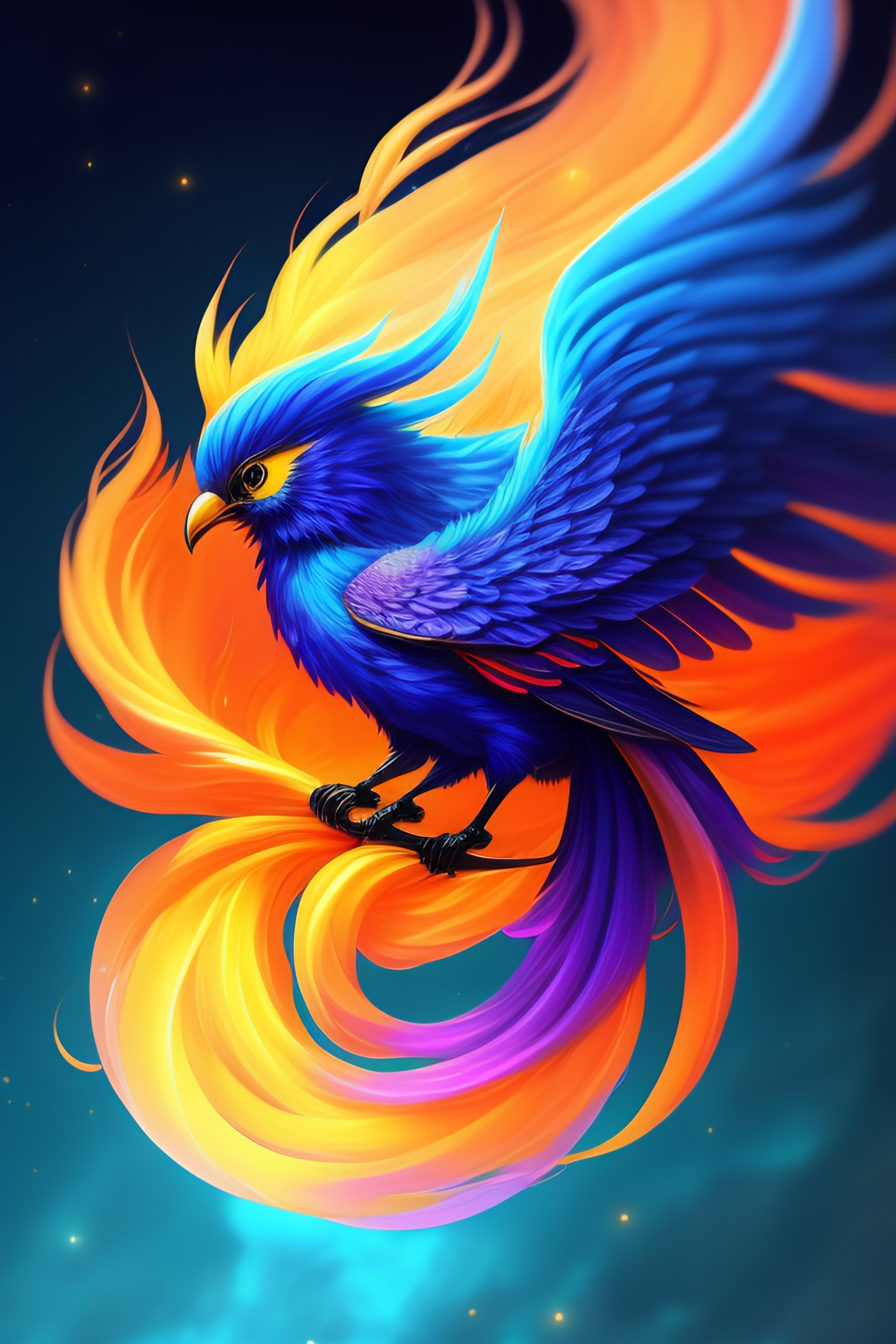 Lexica - A cerulean phoenix, in the style of chibi anime