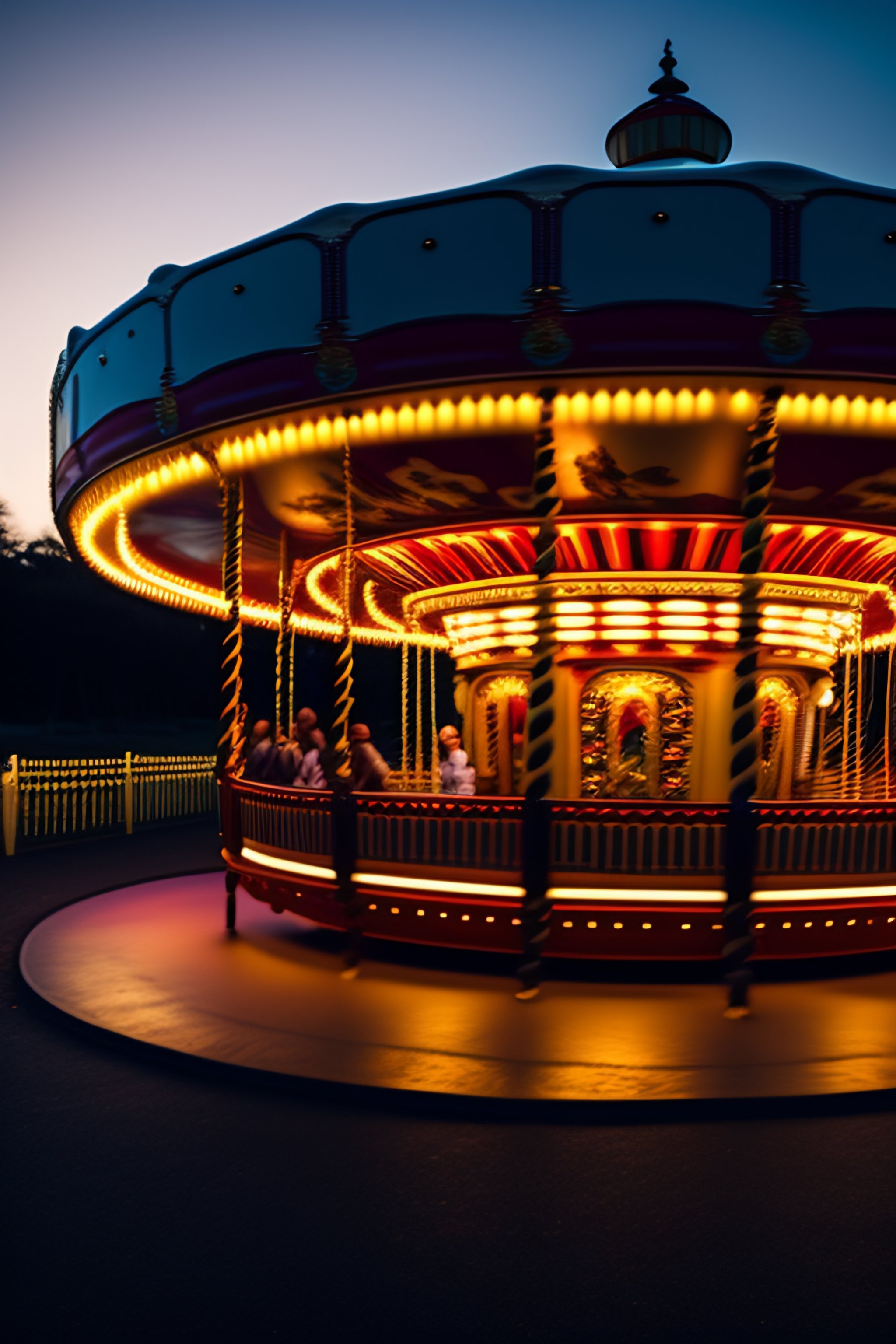 Lexica - Carousel at night with scary monsters to ride