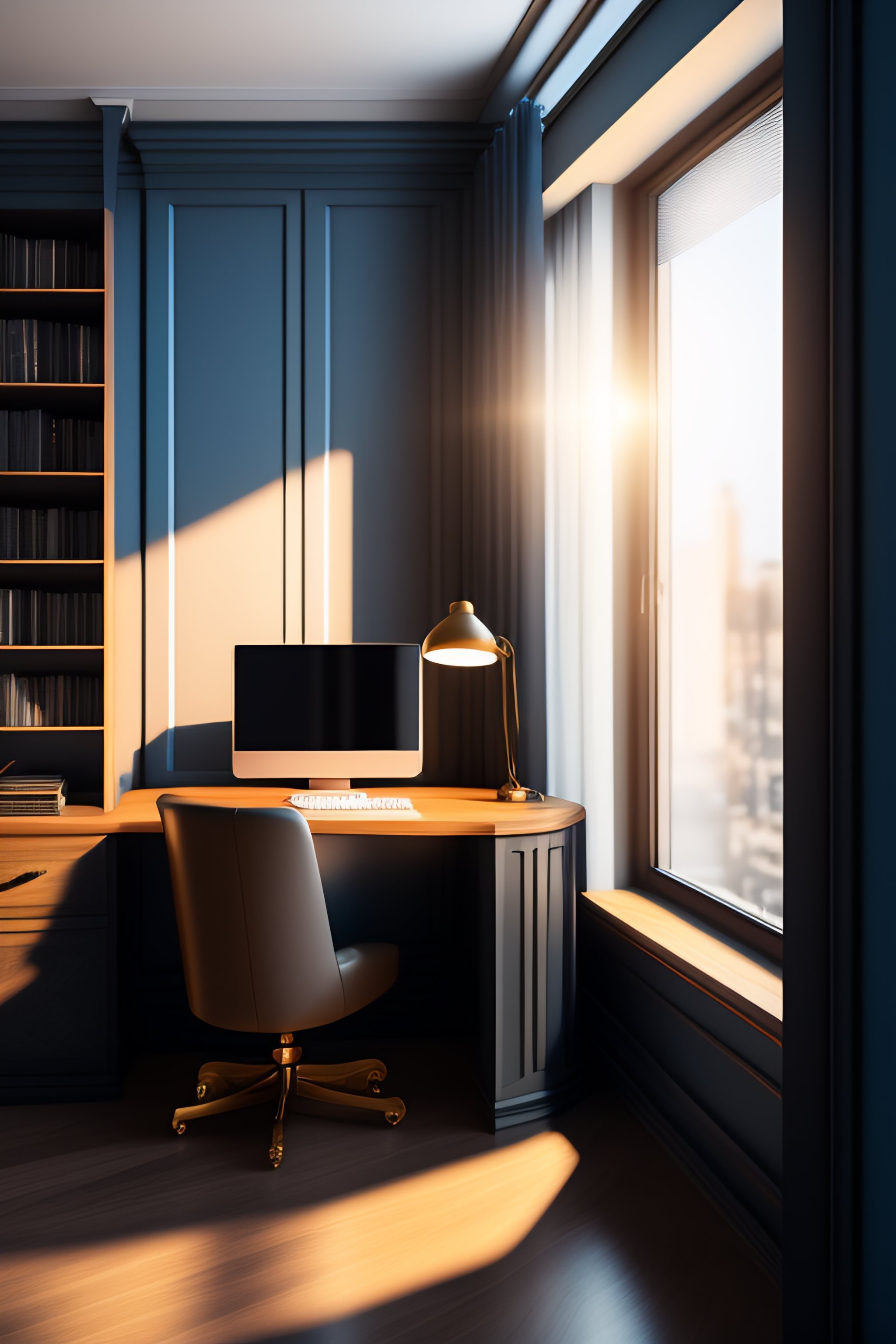 Lexica - A home office with a L shaped computer desk laptop printer and ...