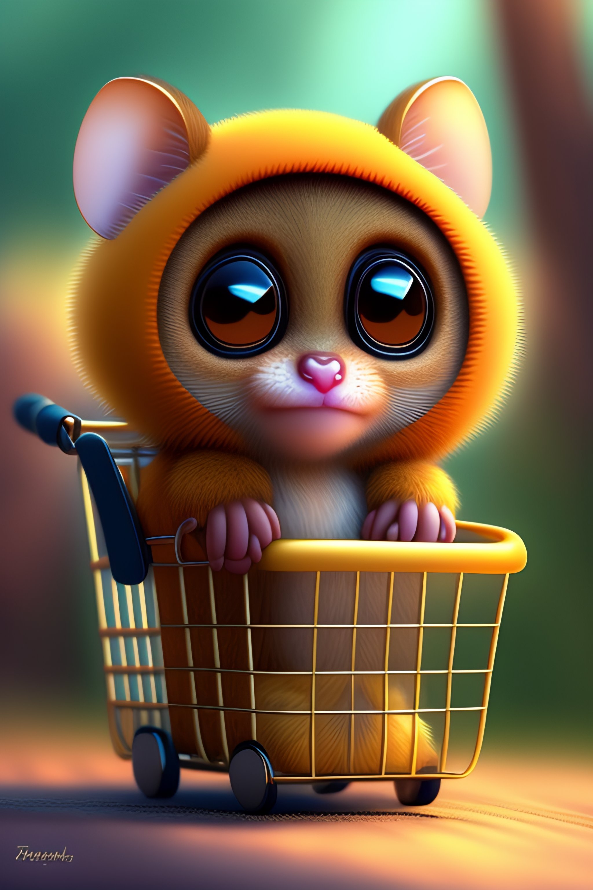 Lexica - Cute and adorable cartoon baby tarsier with a shopping cart ...