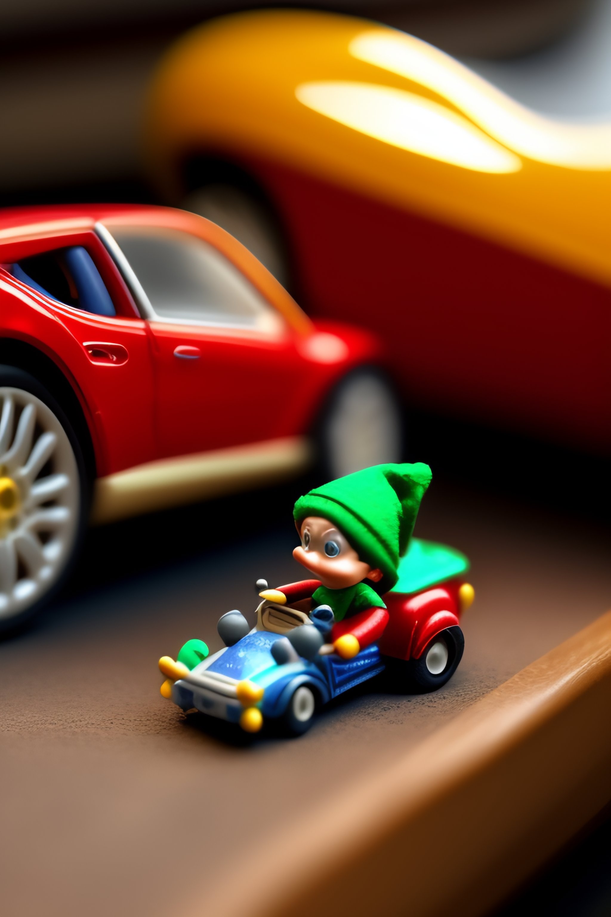 Lexica - Realistic Elf making a toy car from the viewpoint of the Elf ...