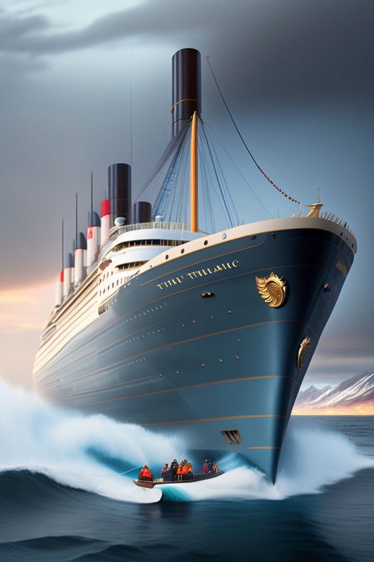 Lexica - Titanic's family stands on the edge of the Titanic, near ...