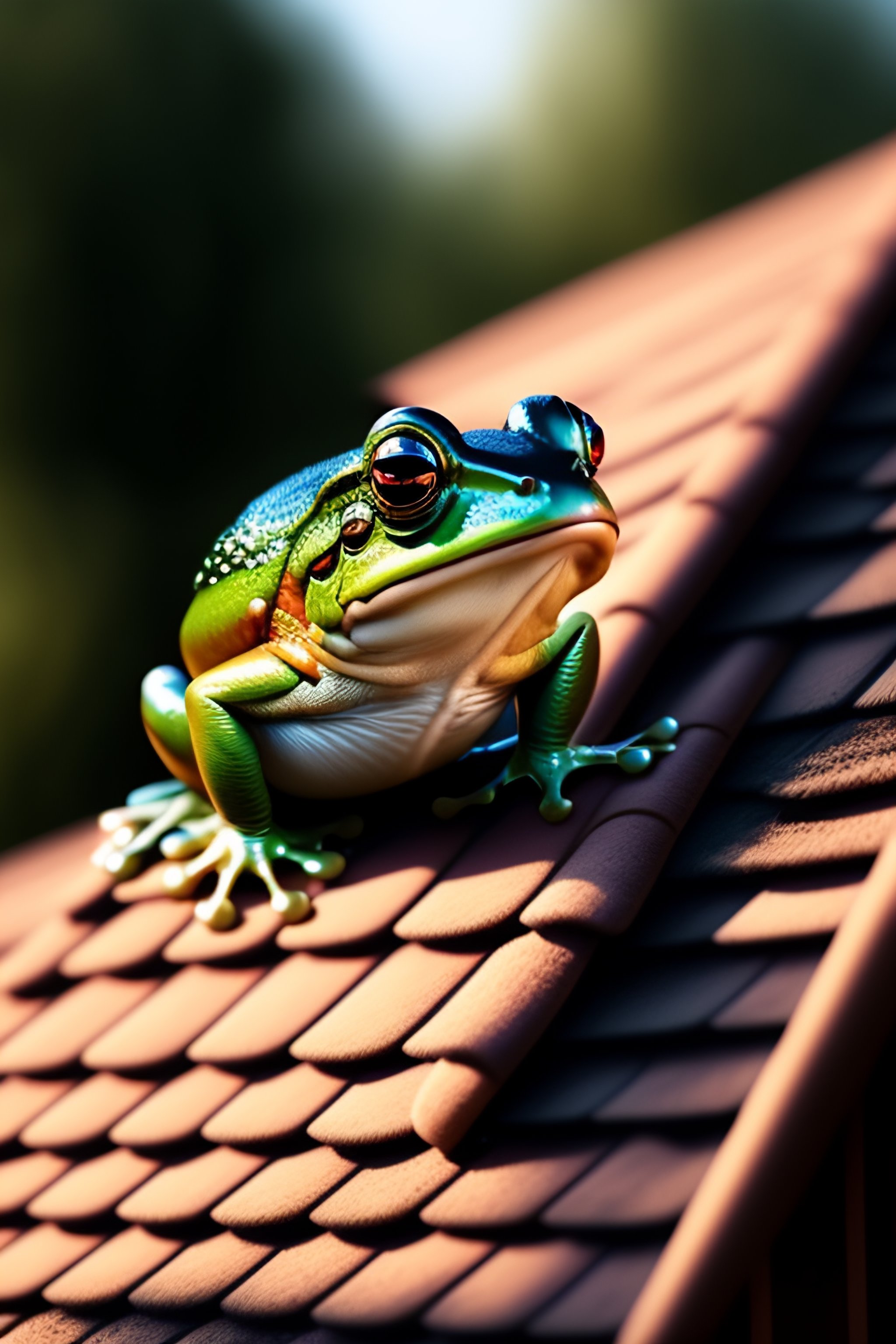 Lexica - A singing frog on a church roof