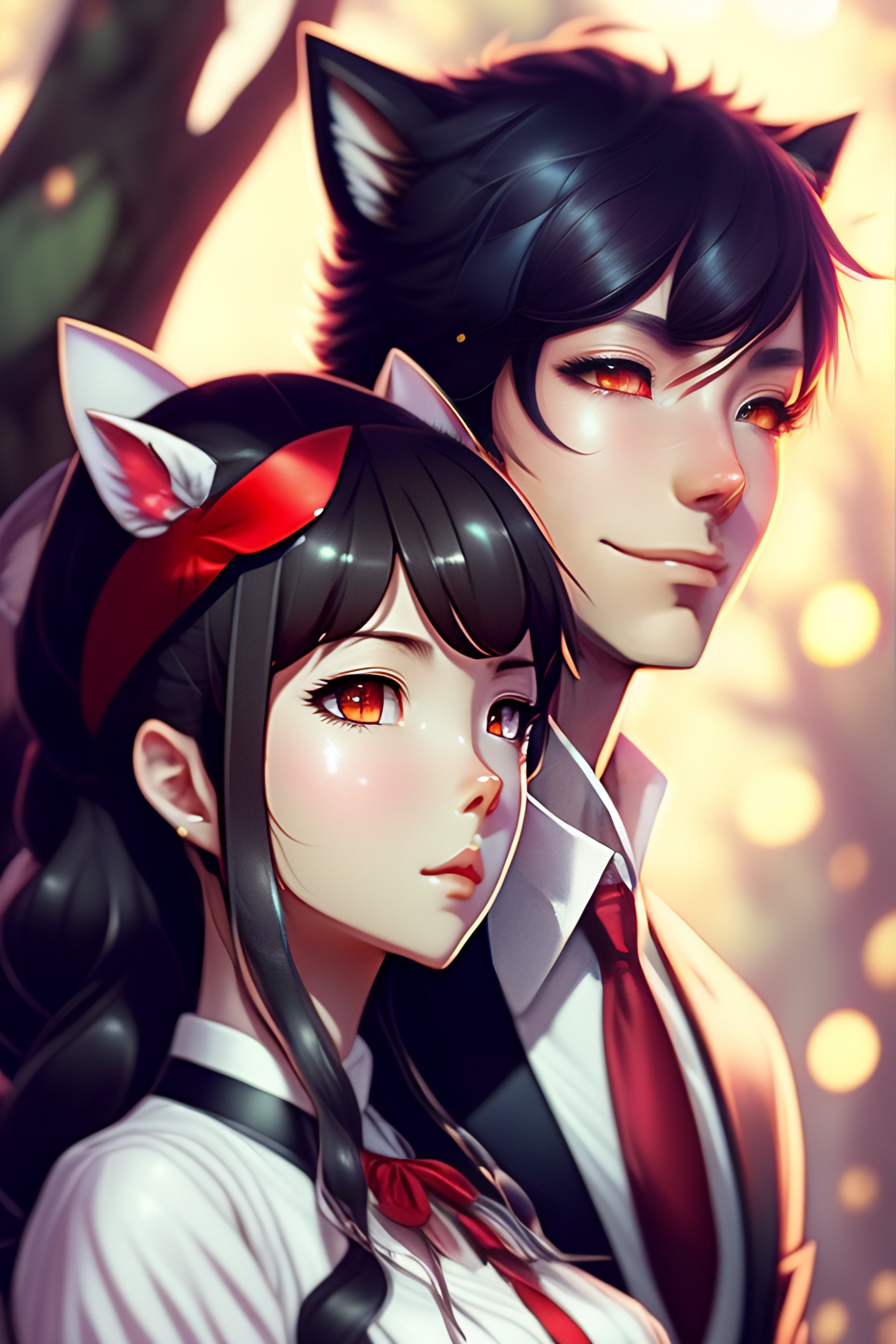 Anime Boy With White Cat Ears