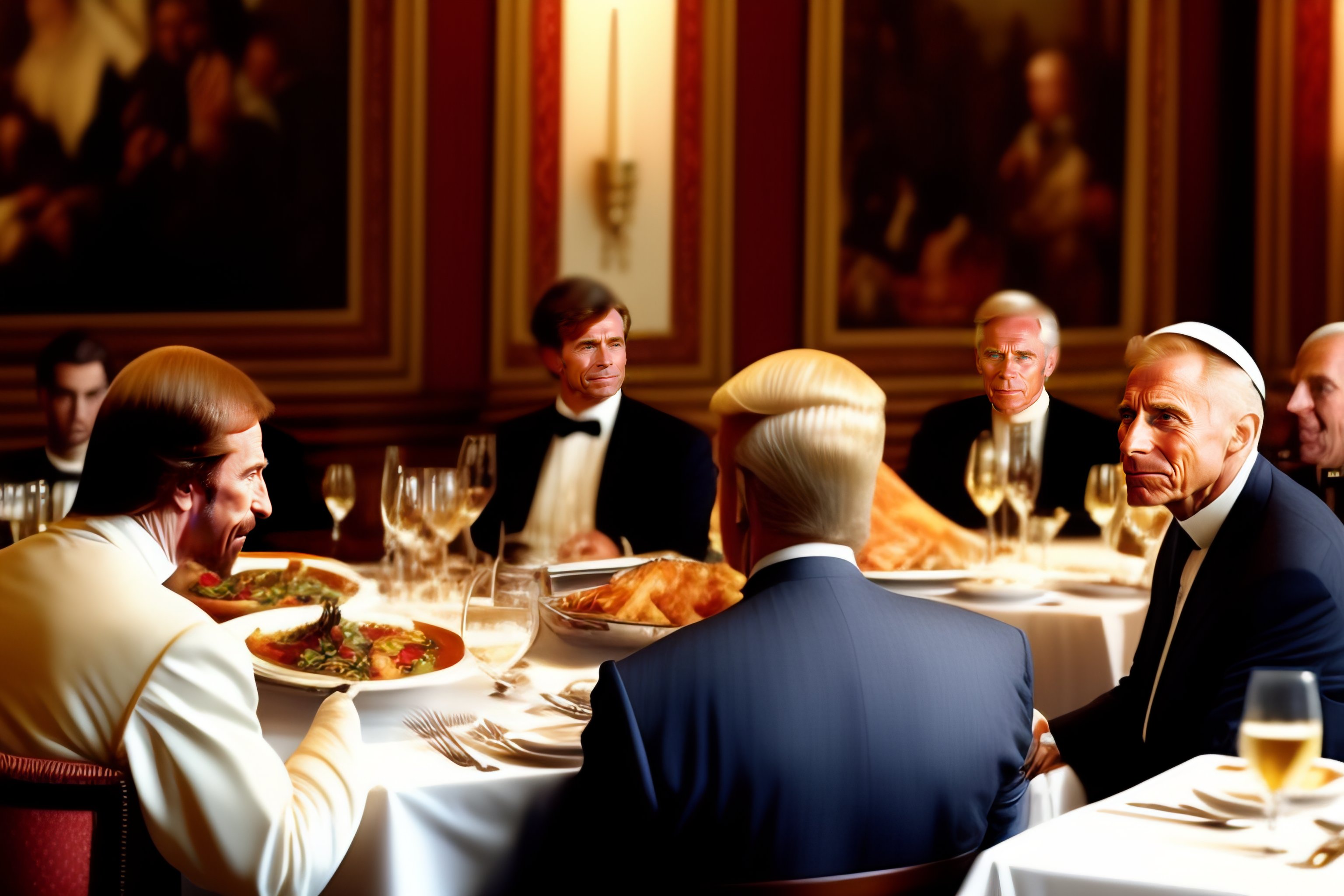 Lexica - Chuck Norris eating with Ratzinger Pope in restaurant