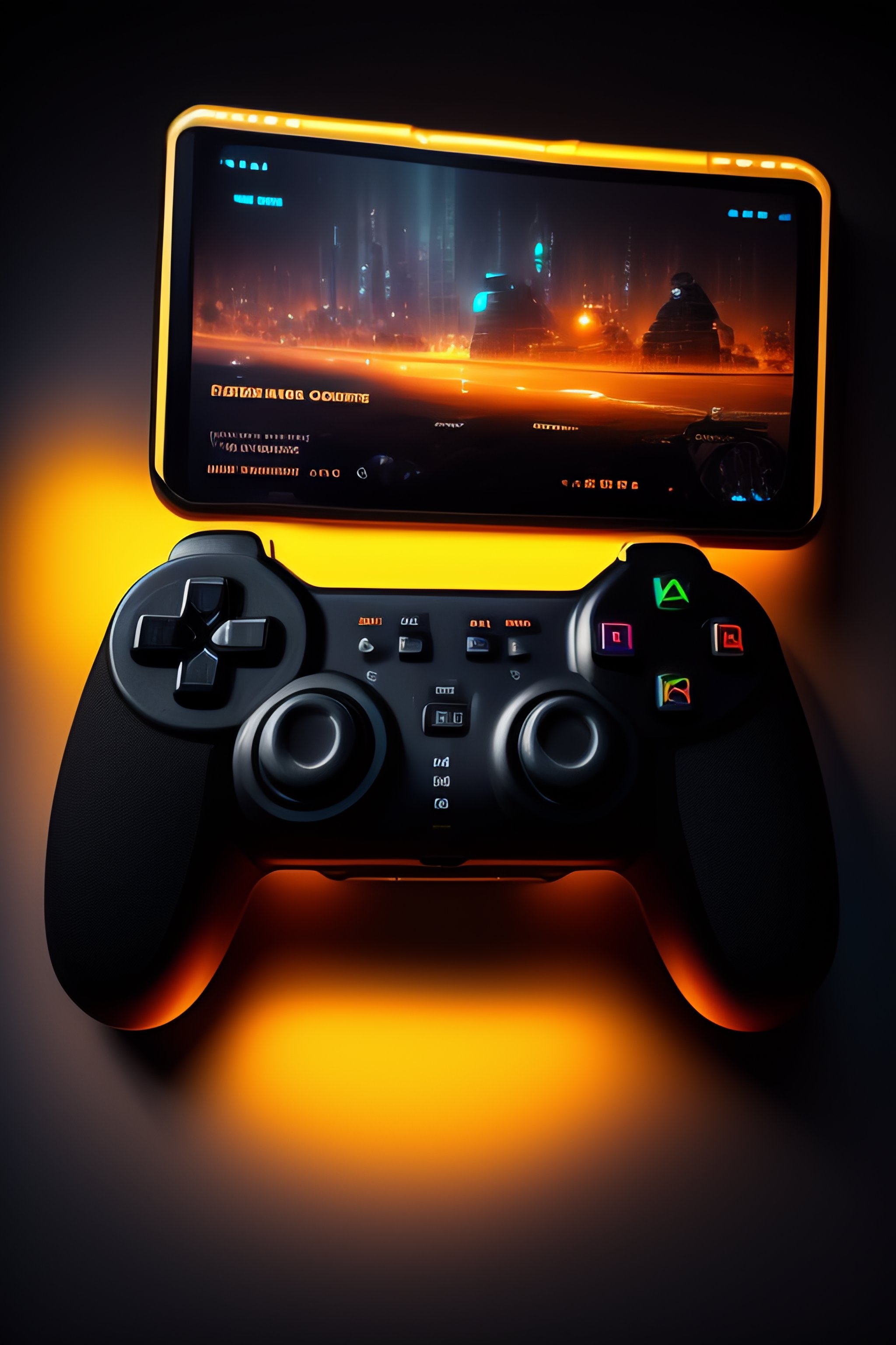 Lexica - Game controller on black background with words Robot Games.