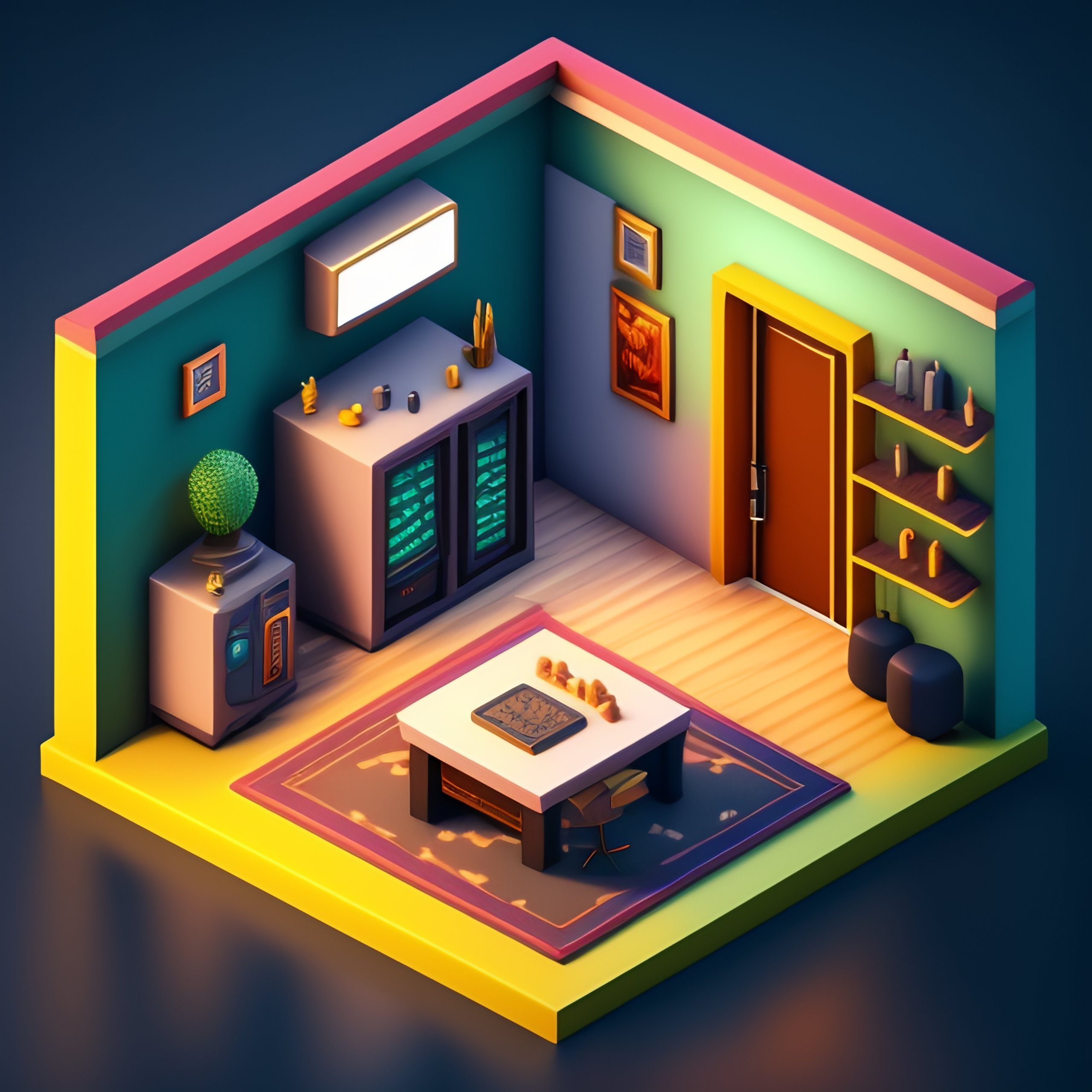Lexica - Isometric render of a room under construction, gaming assets ...