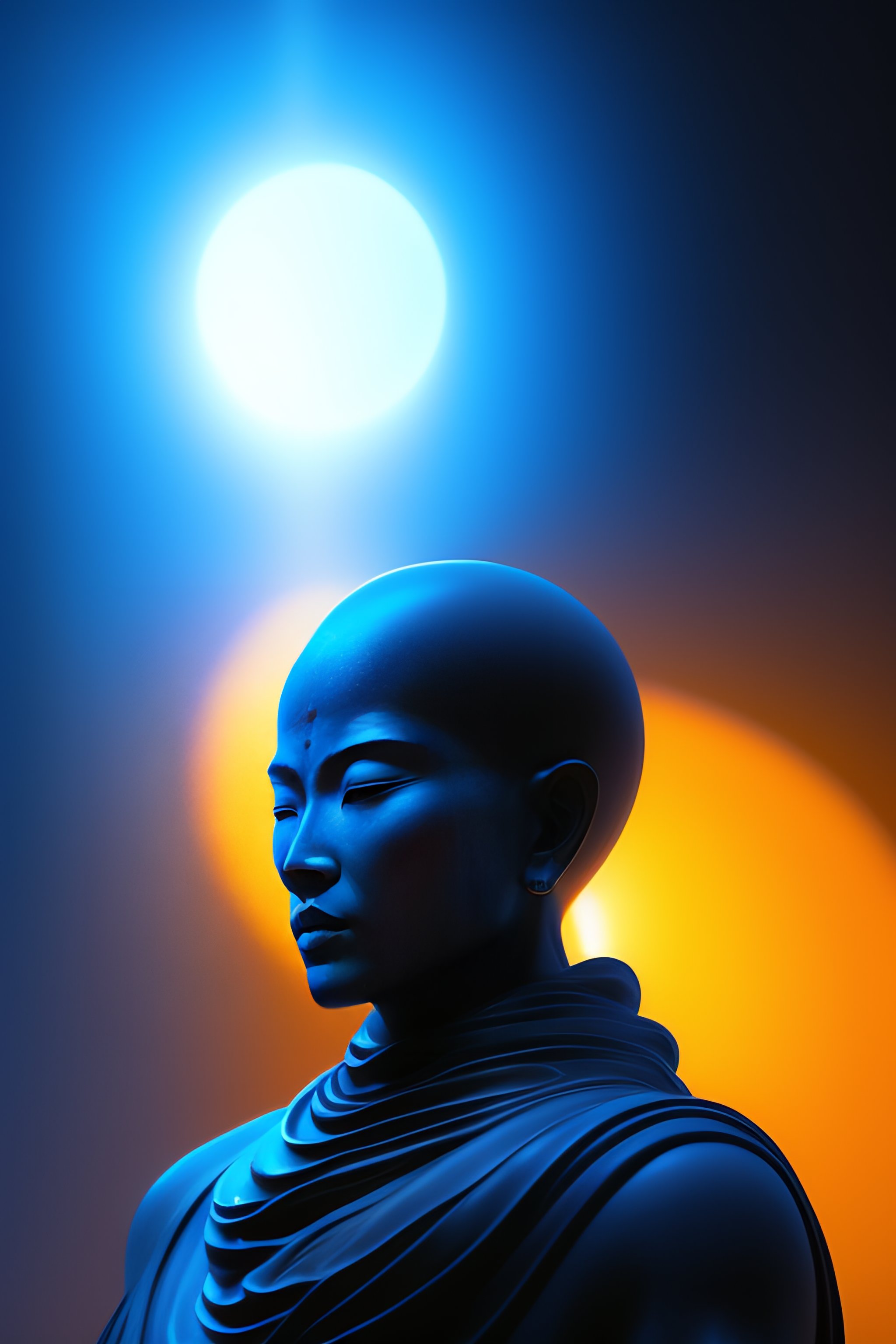 Lexica - A glowing sun monk god meditating in a empty void, fantasy ...