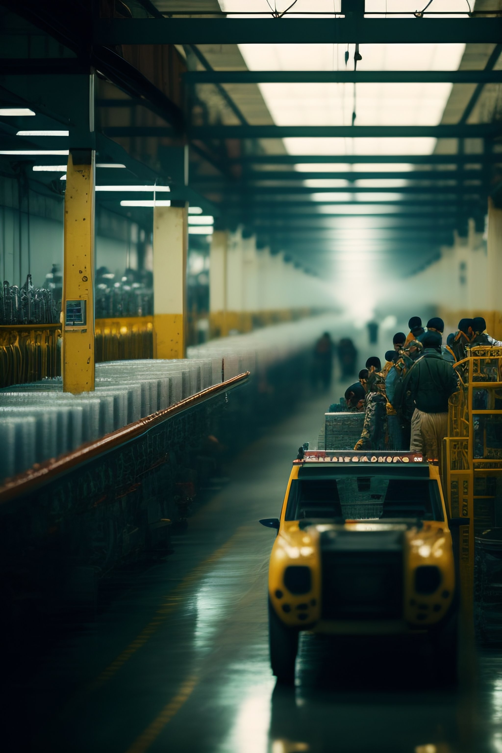 Lexica - Inside of a factory with people working inside