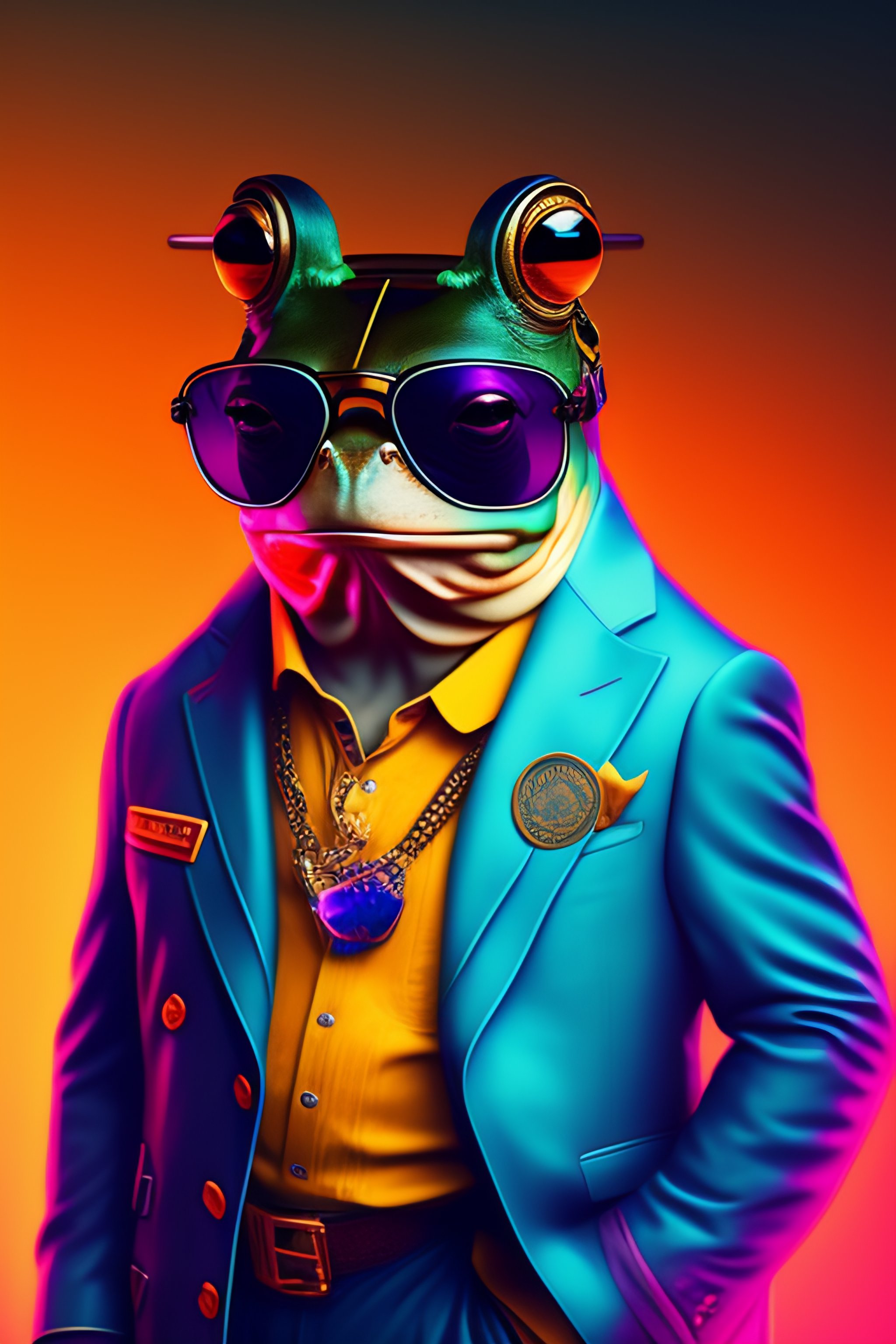 Lexica - Portrait of an anthropomorphic nerd gigachad frog with nerdy ...