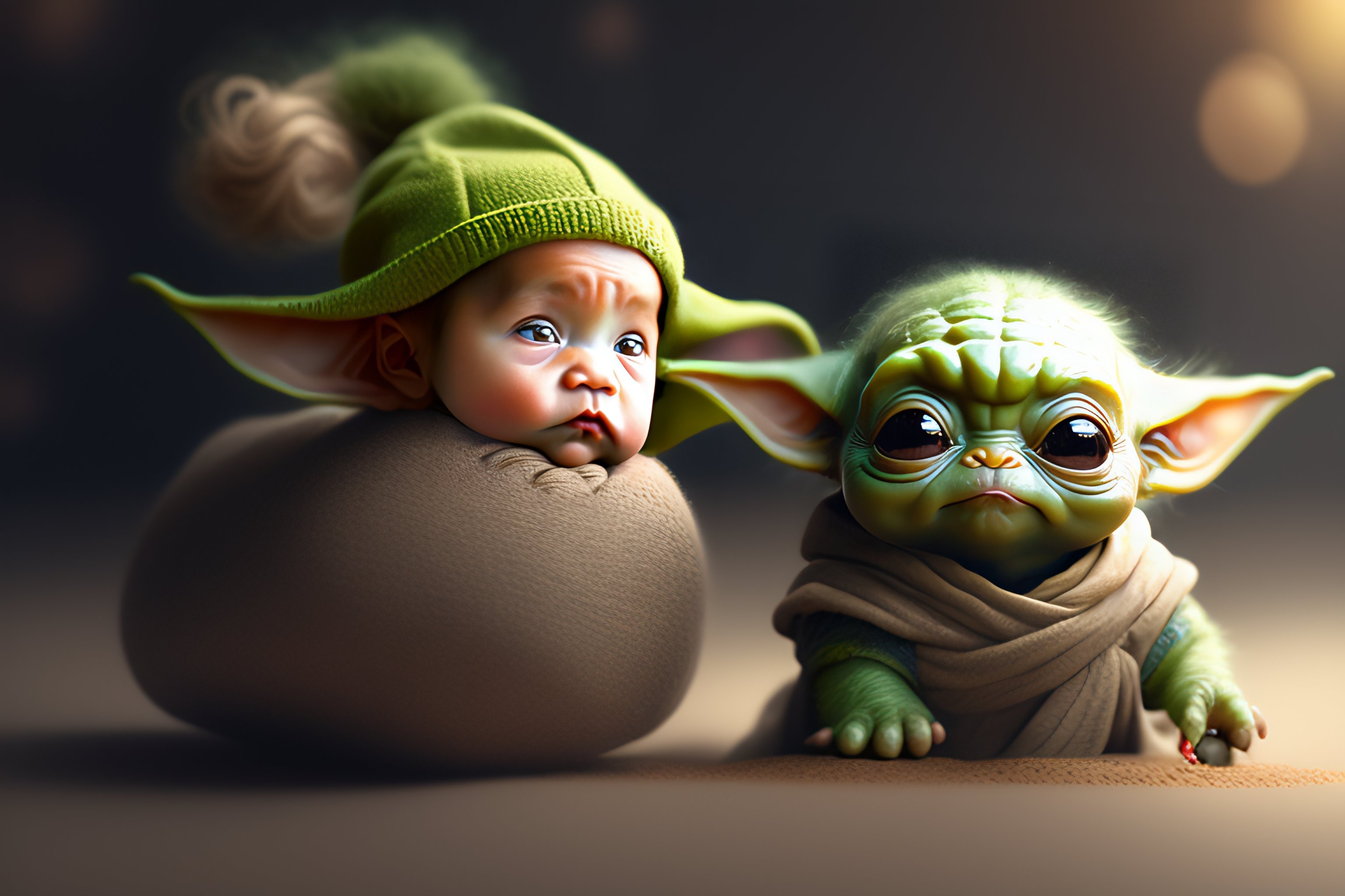 Lexica - Baby Yoda lifting heavy object with the force, key lighting ...