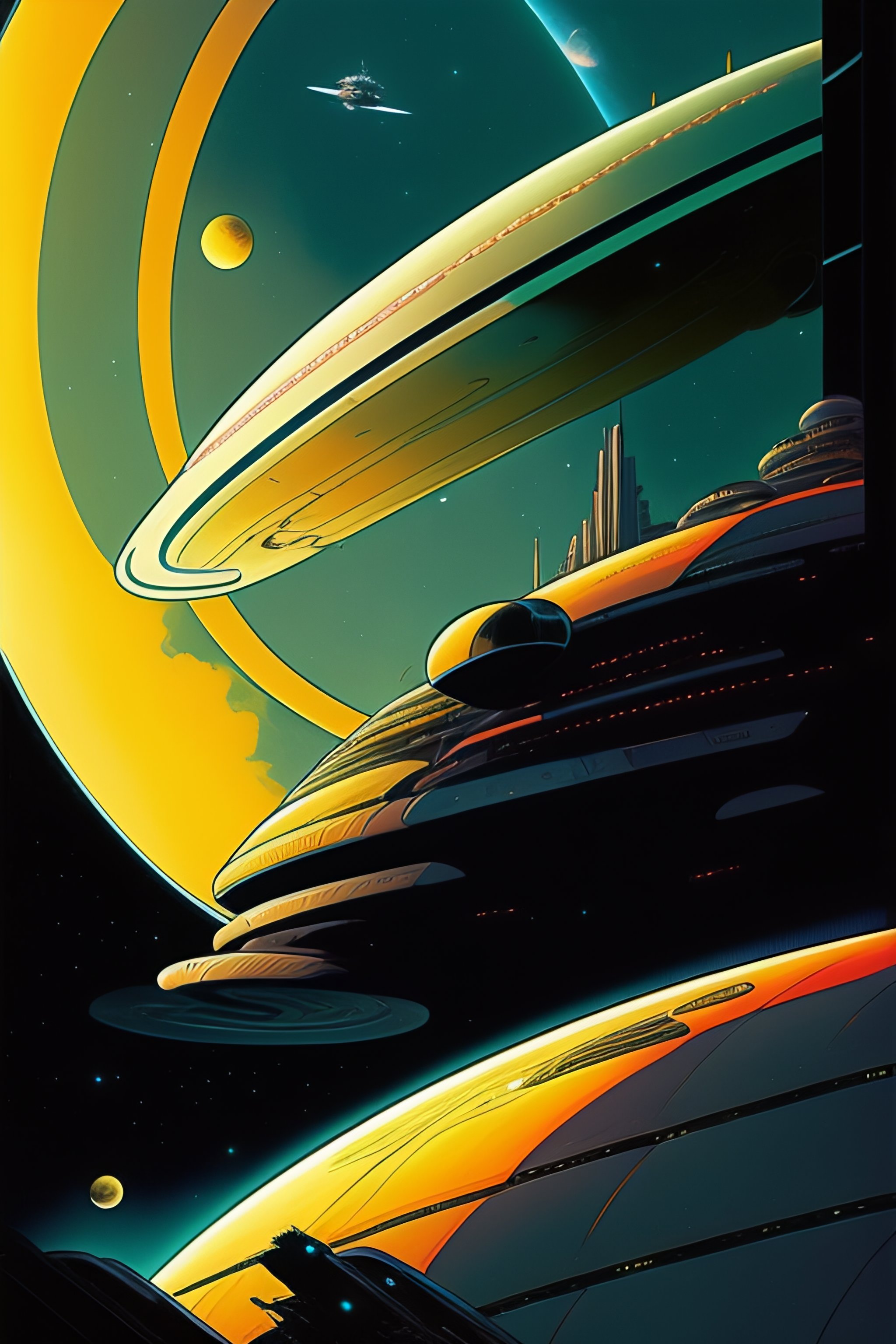 Lexica - Sci-fi graphic novel style. A sprawling, futuristic space ...