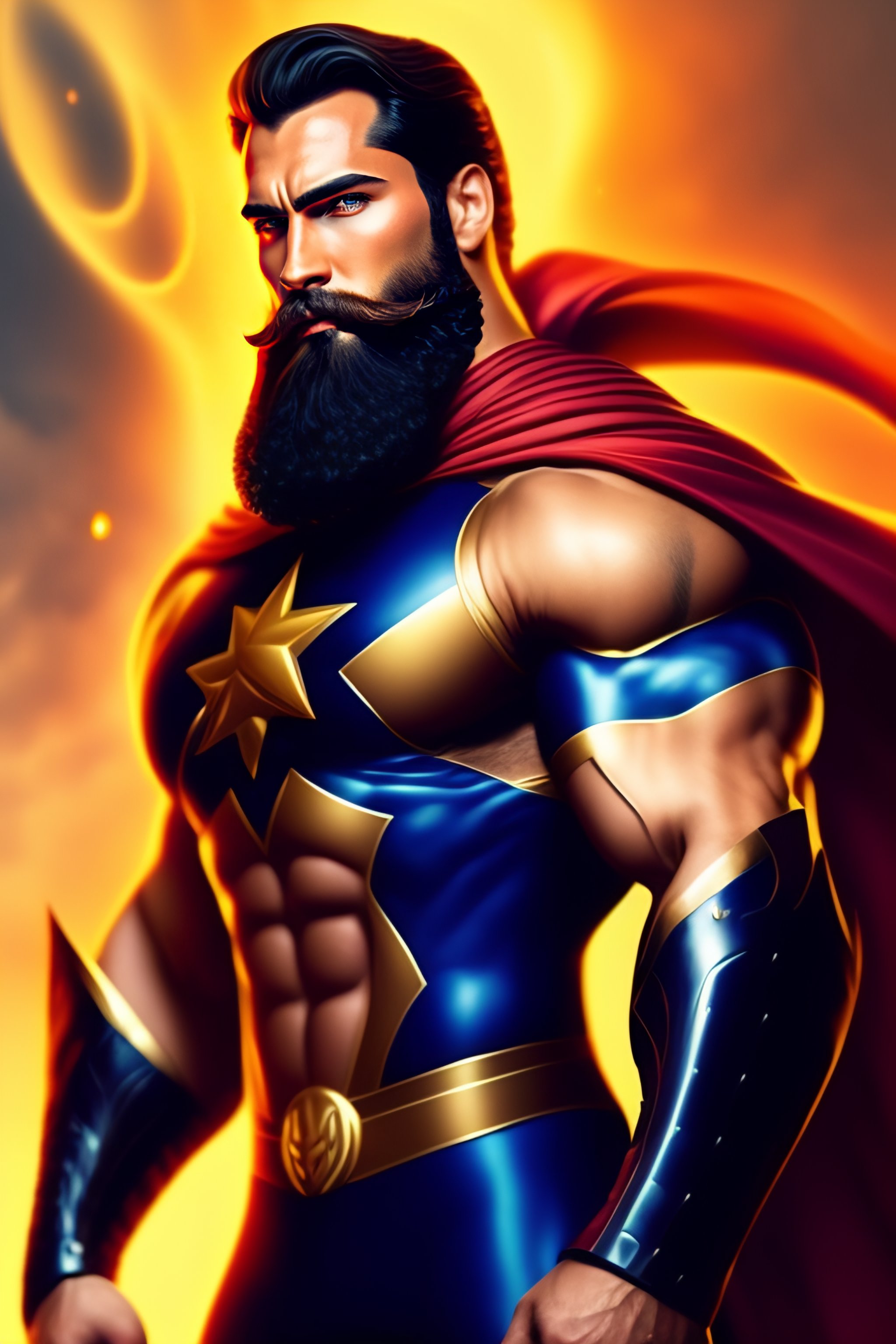Lexica - Super hero that is a bold man with a beard