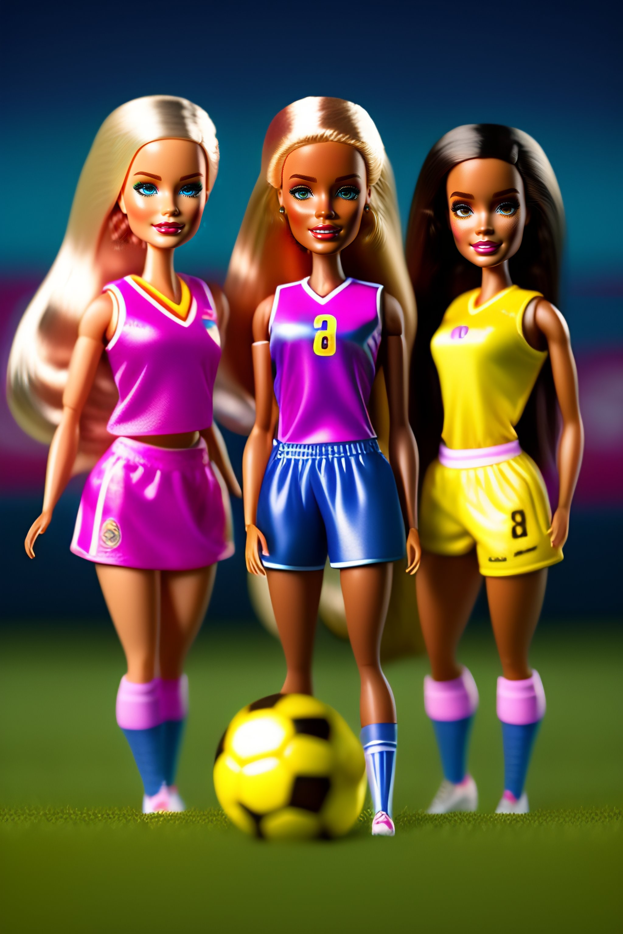 Lexica - Barbie in a soccer team with her friends, very high resolution
