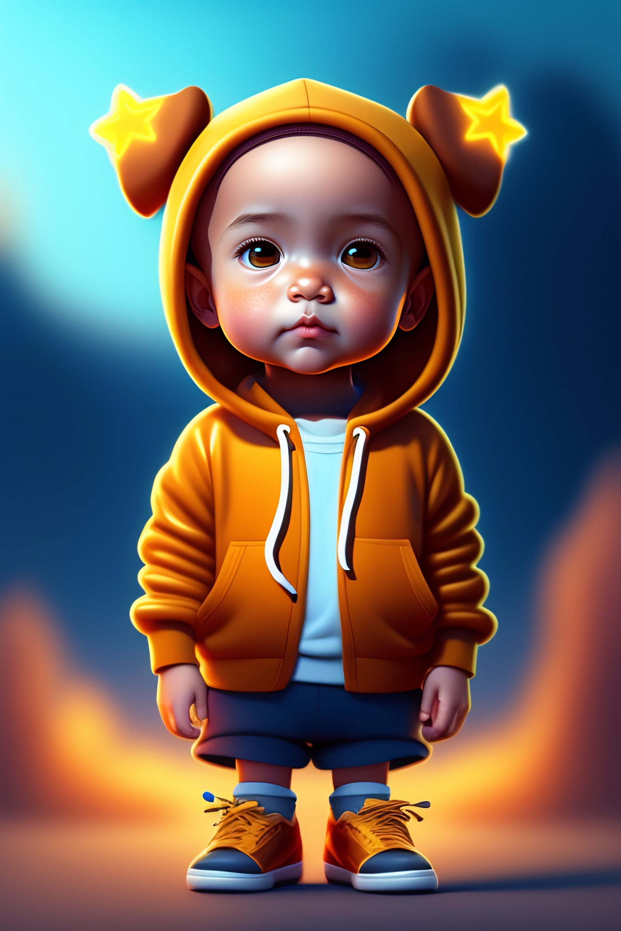 Lexica - Cute adorable cartoon tan bald male baby with brown eyes ...