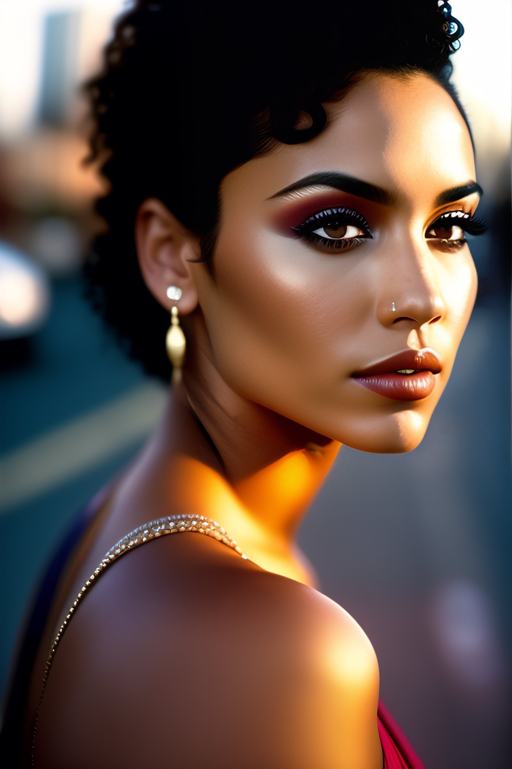 Lexica - Full frame, photo of a beautiful Hispanic female with short ...