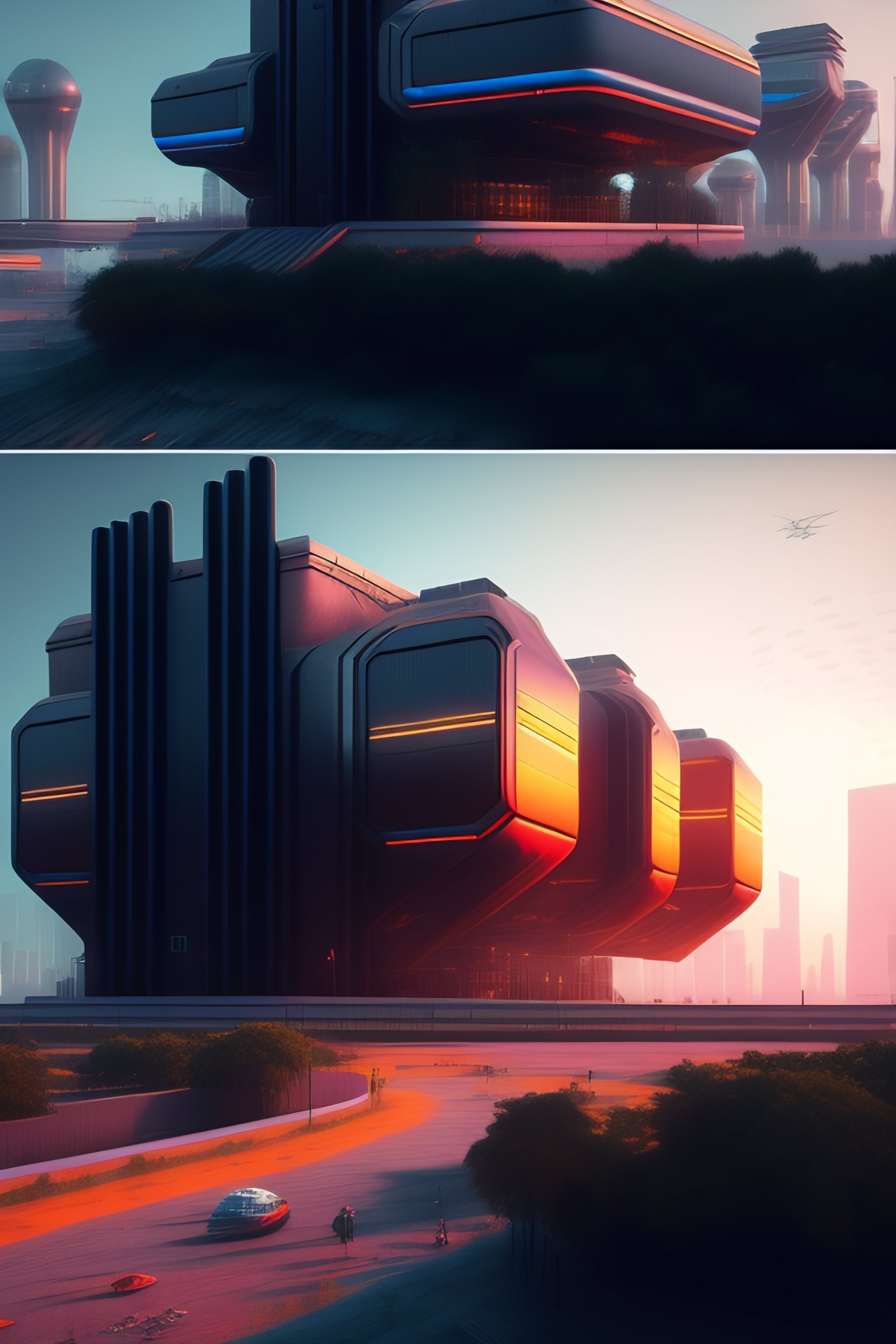 Lexica - Digital image of a futuristic and industrial park using V-Ray ...