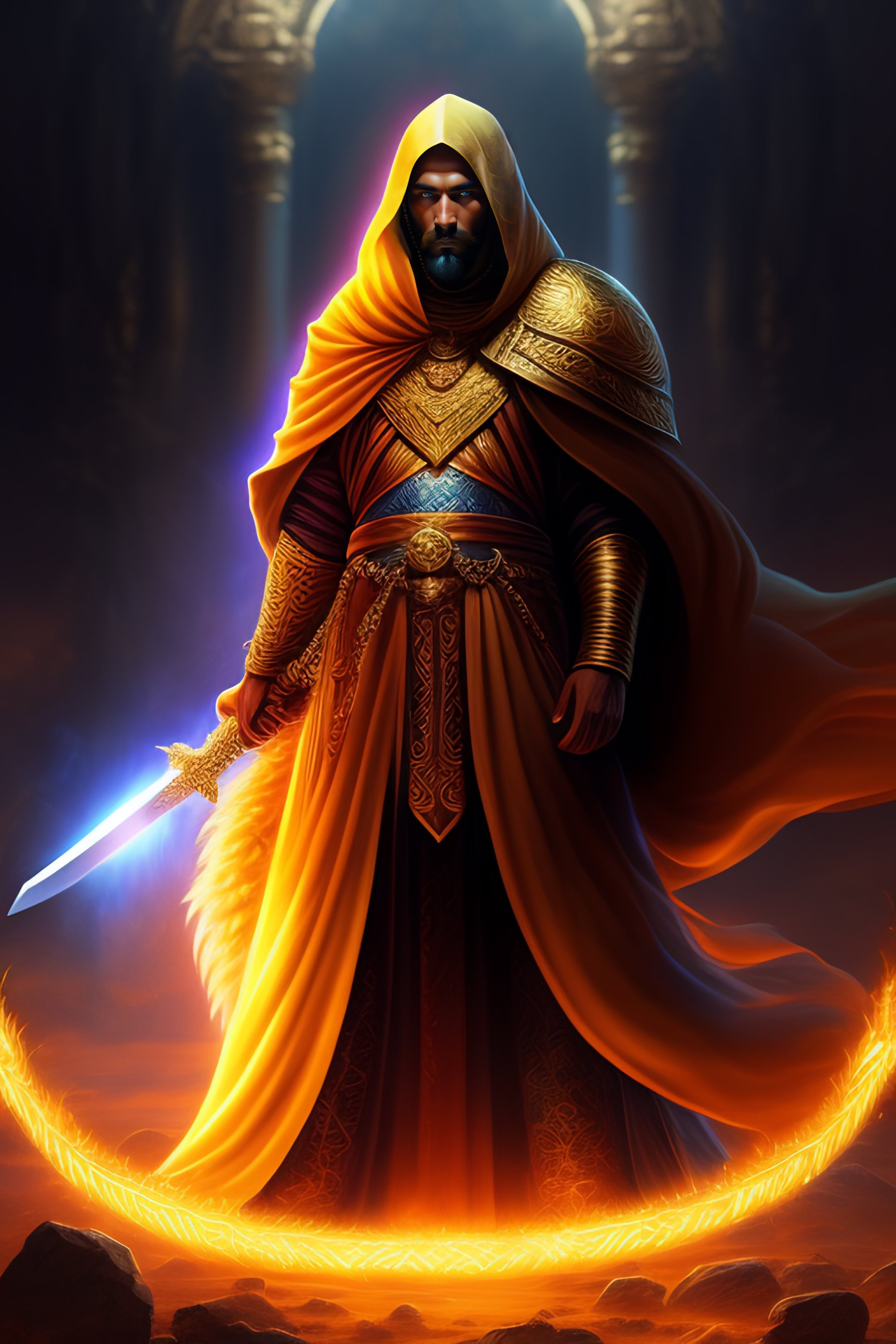 Cloaked Mage With Sword