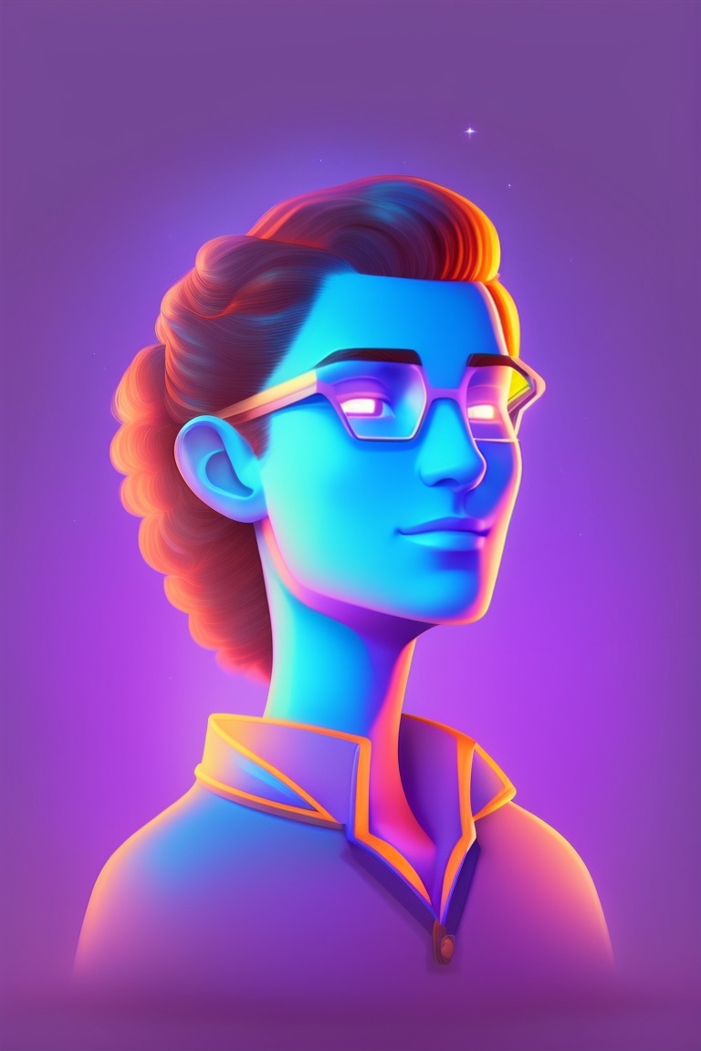 Lexica - Avatar, violet-blue light, man, featureless face, figure ...
