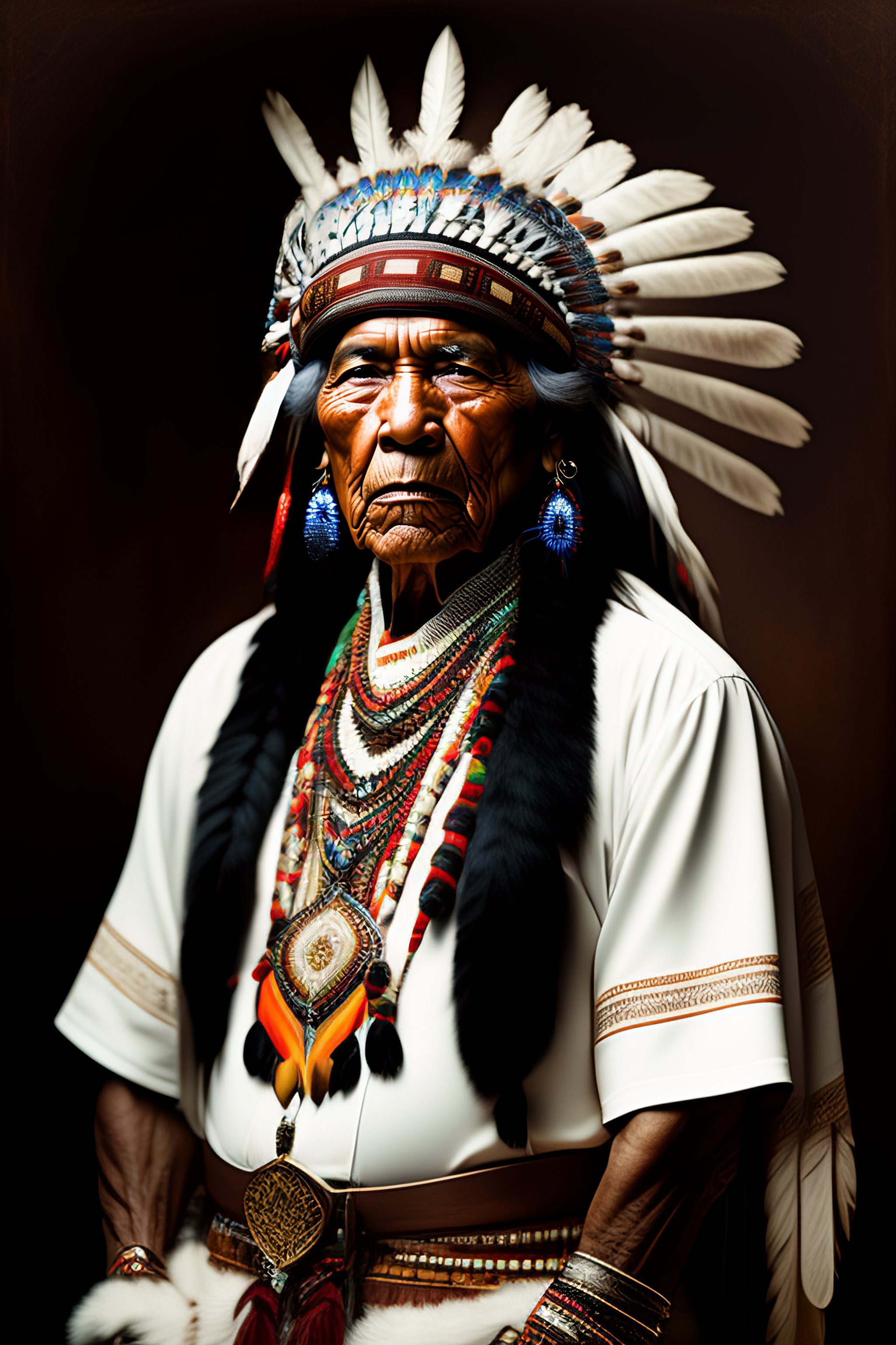 Lexica - Masculine native american elder in a rembrandt style with ...