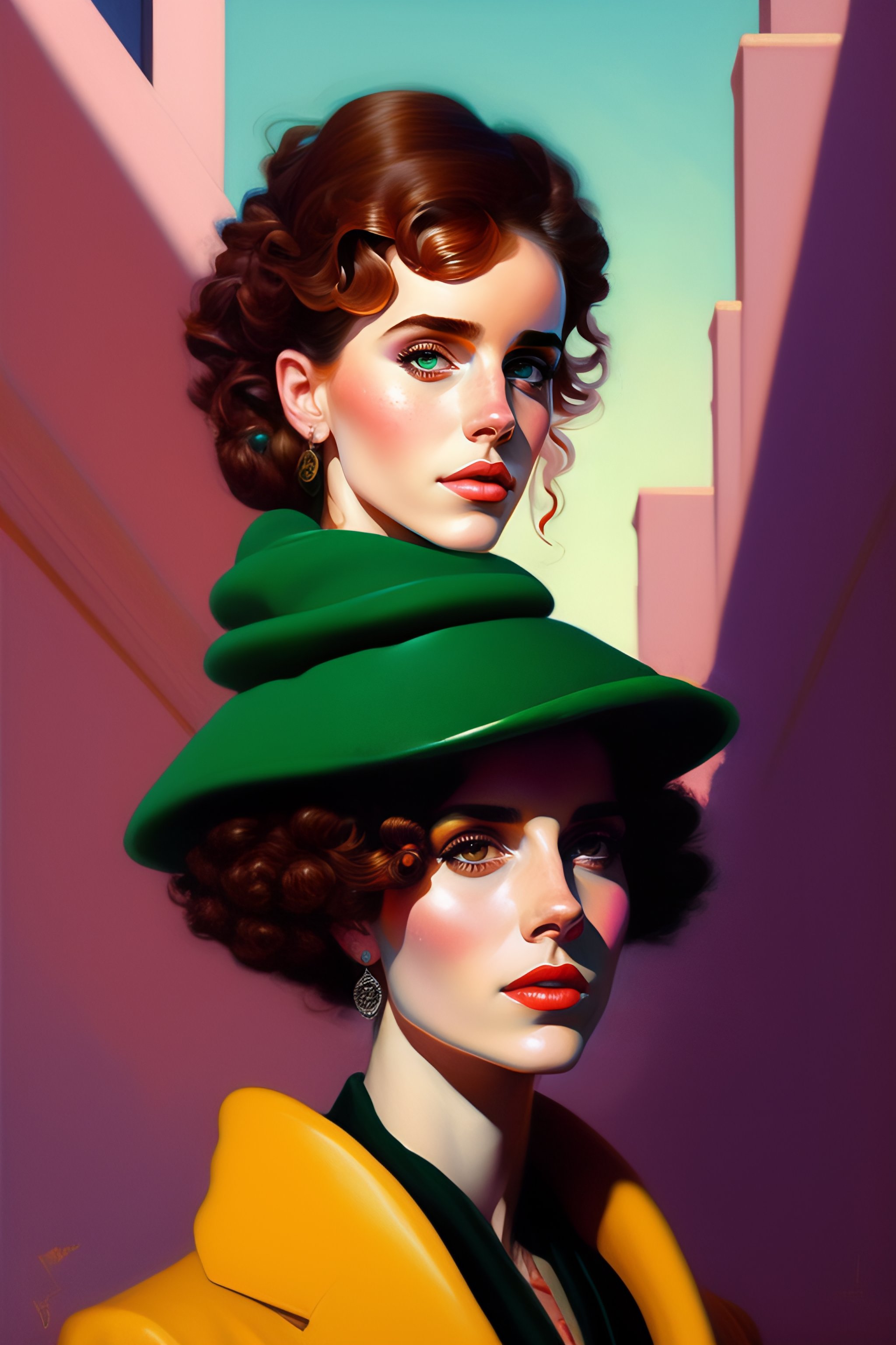 Lexica - A curly-haired girl Emma Watson with brown hair green dress ...