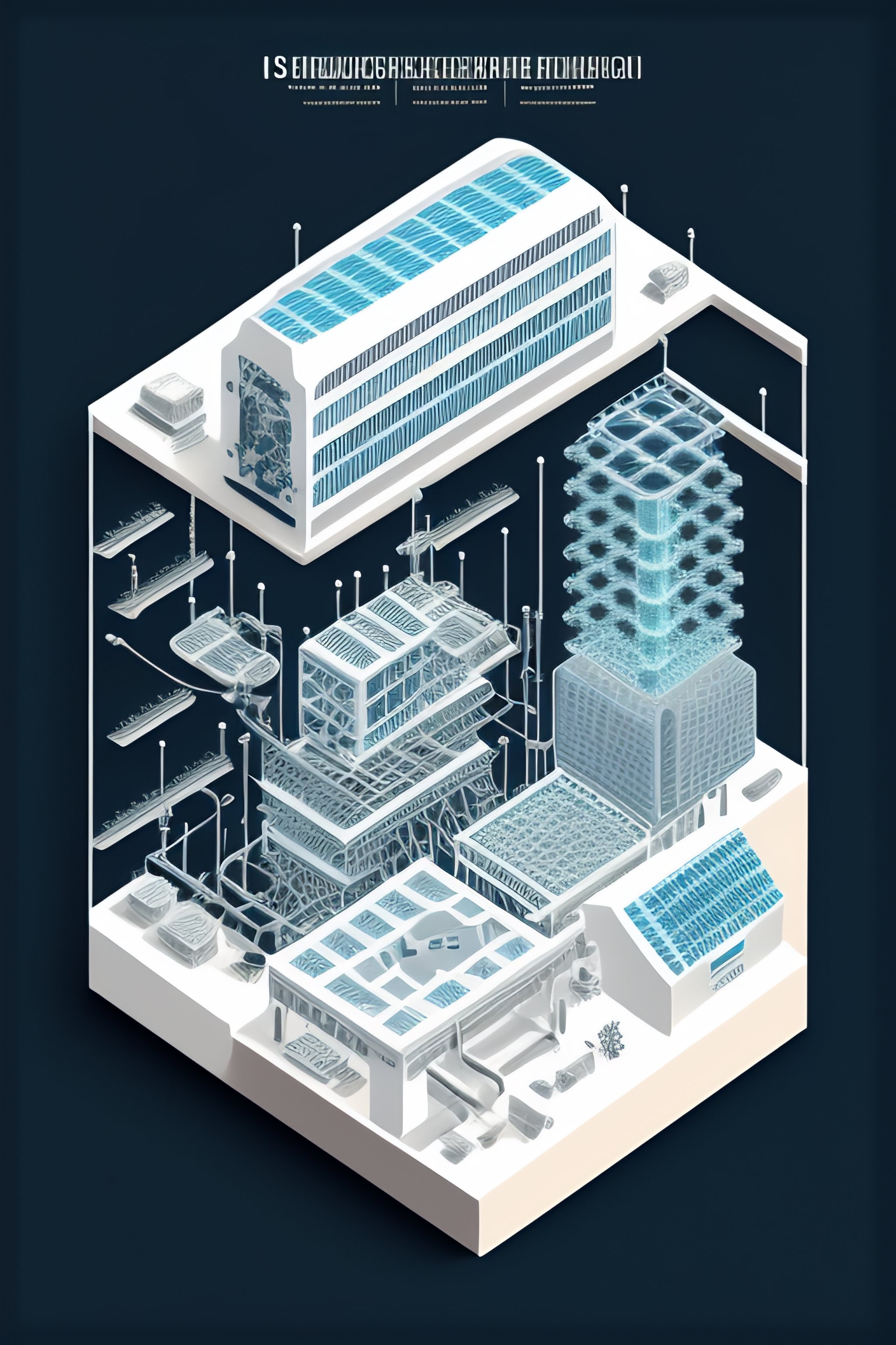 Lexica - A graphic design poster of the isometric detailed blueprint of ...