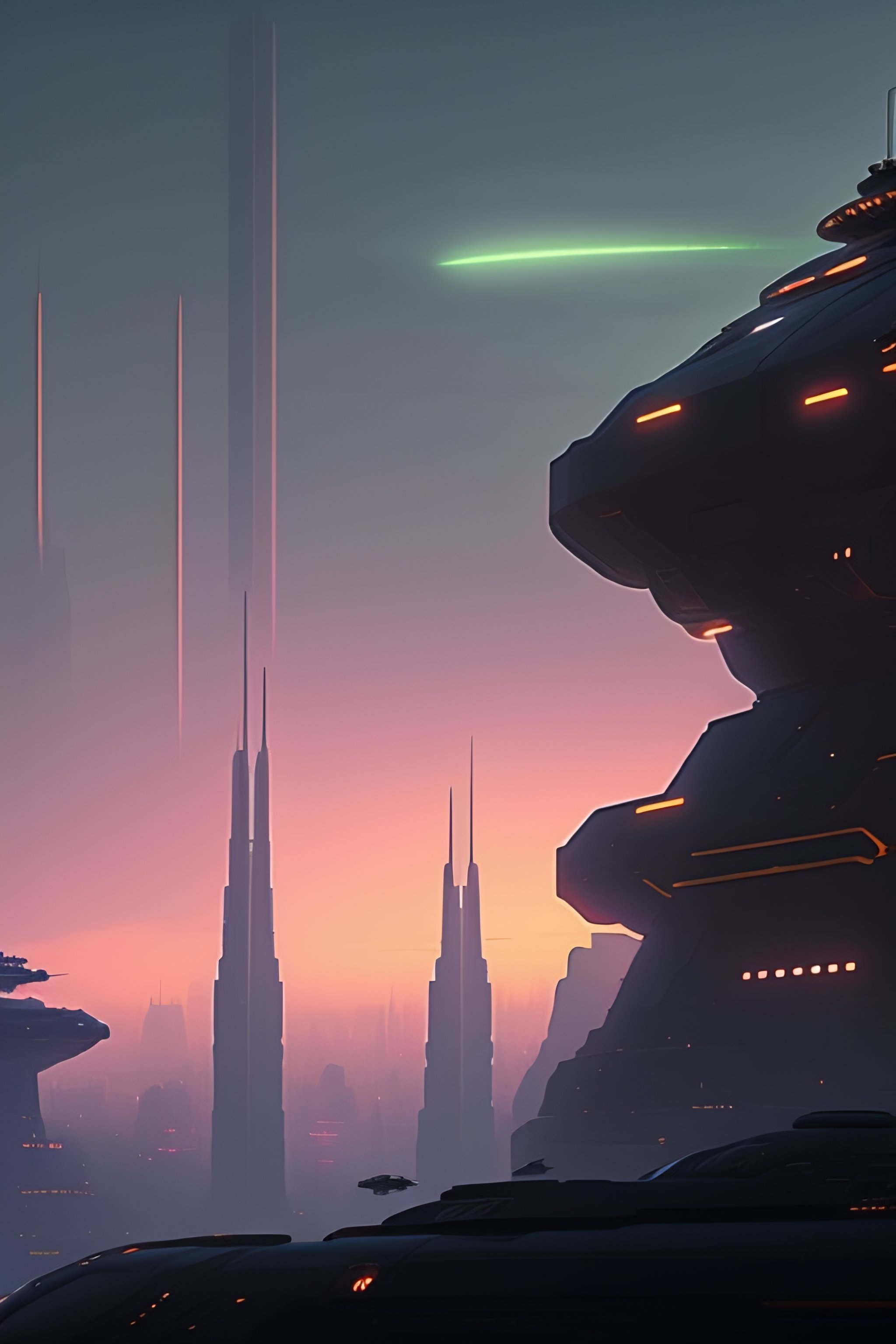 Lexica - Future battletech robotbee , night city in the background ...