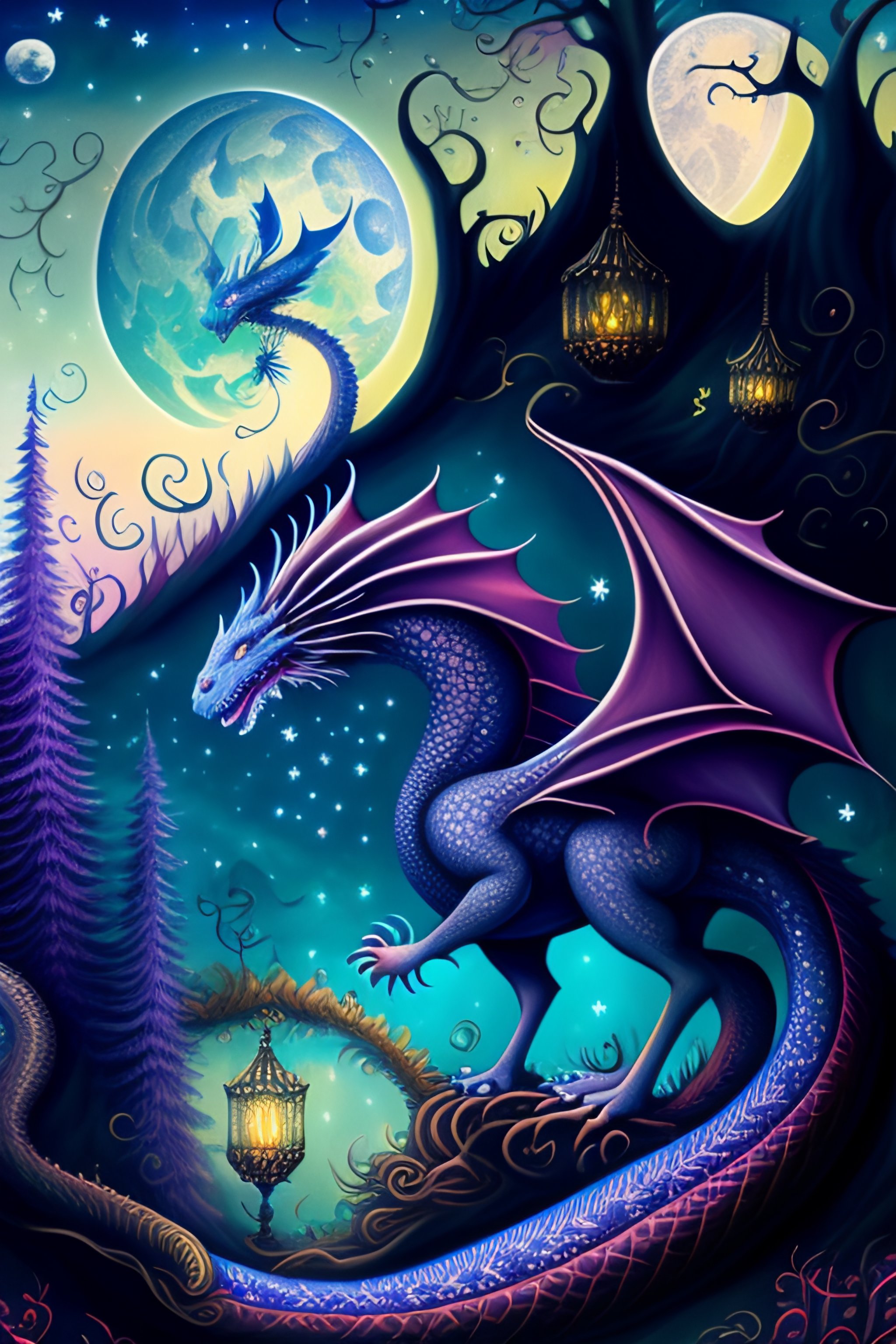 Lexica - Whimsical super-detailed surreal dragon with intricate ...